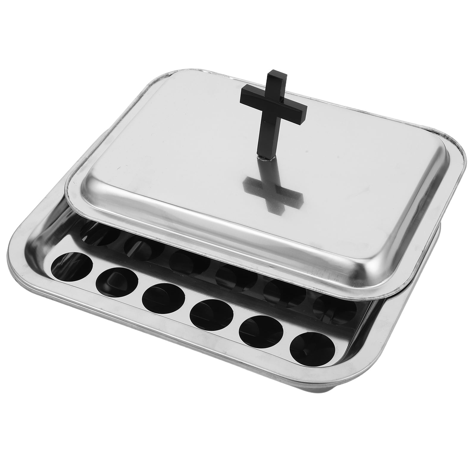 Worgeous 1 Set Communion Tray Stainless Steel Wine Cup Holder Plate ...
