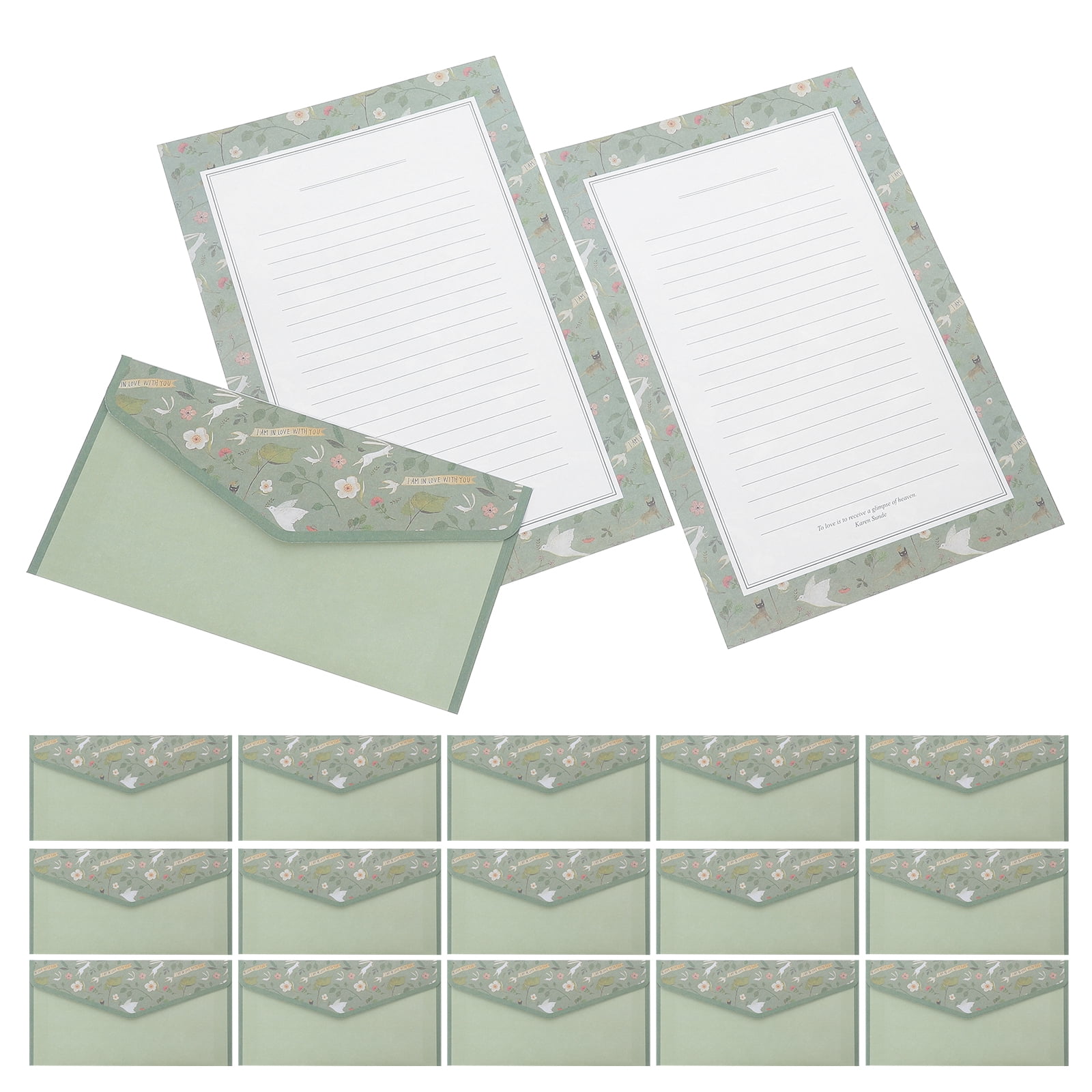 Worgeous 1 Set Cute Floral Writing Paper and Envelopes Set Lined ...
