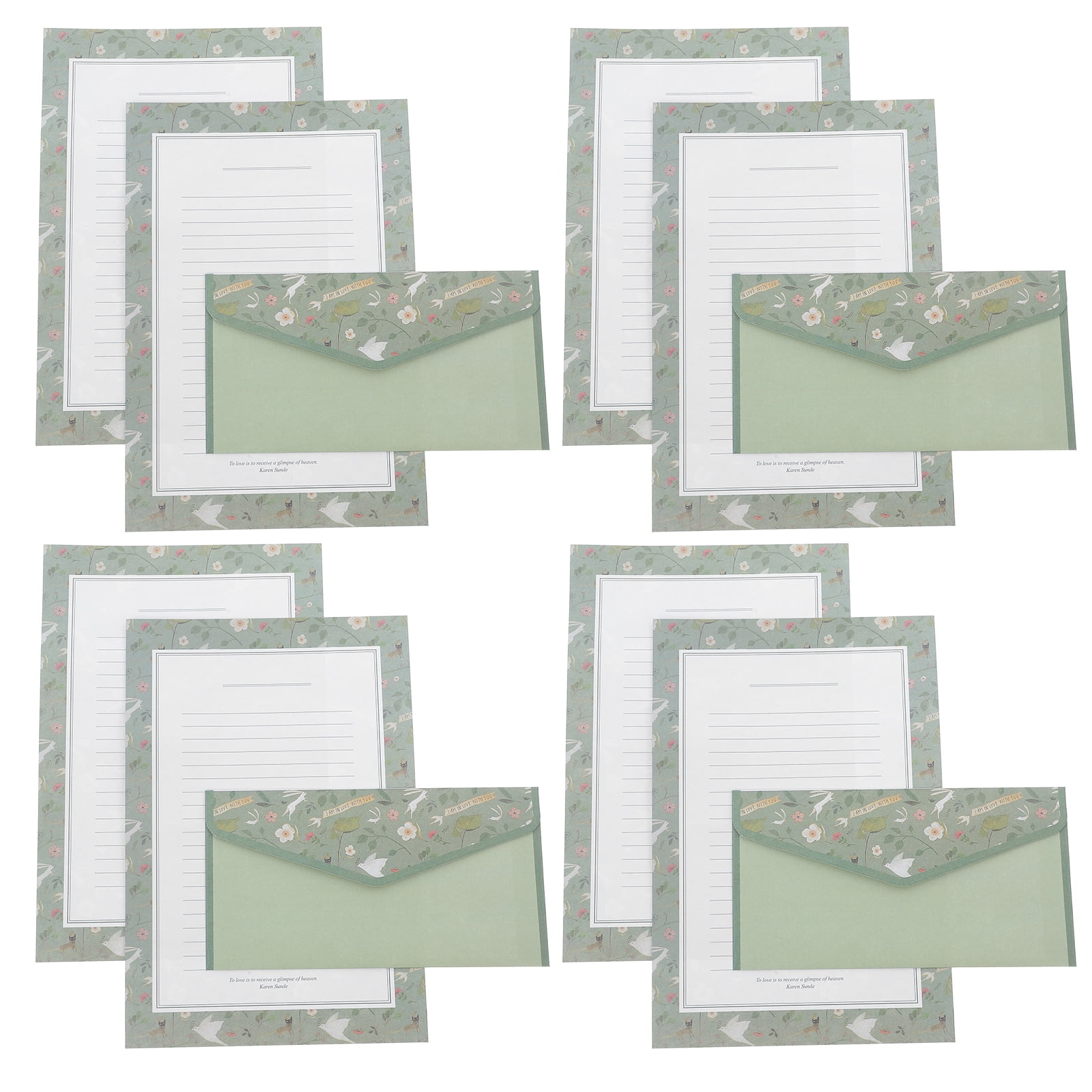 Worgeous 1 Set Floral Stationery Paper and Envelopes Set Lined Writing ...