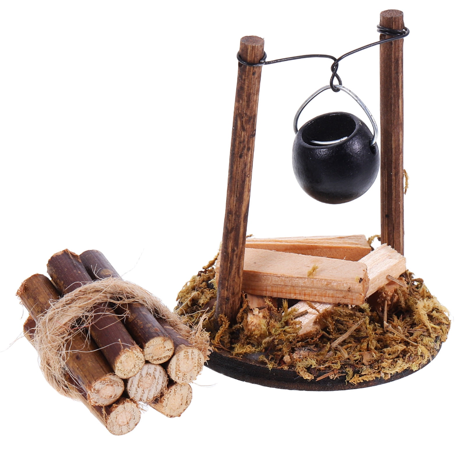 Worgeous 1 Set Of Micro Firewood Model and Furnace Pot Statue Doll ...