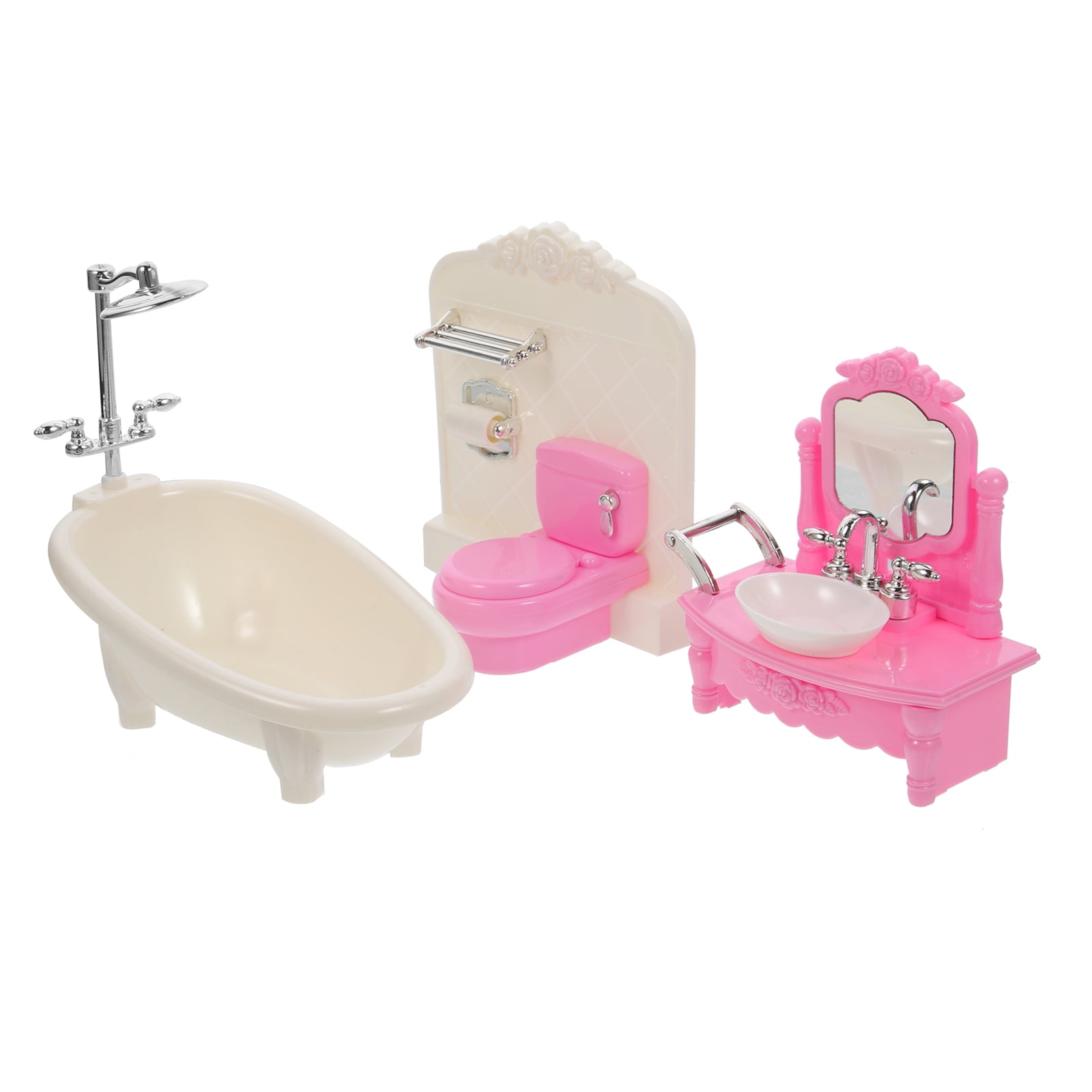 Worgeous 1 Set Mini House Bathroom Furniture Miniature Bathtub Toilet ...