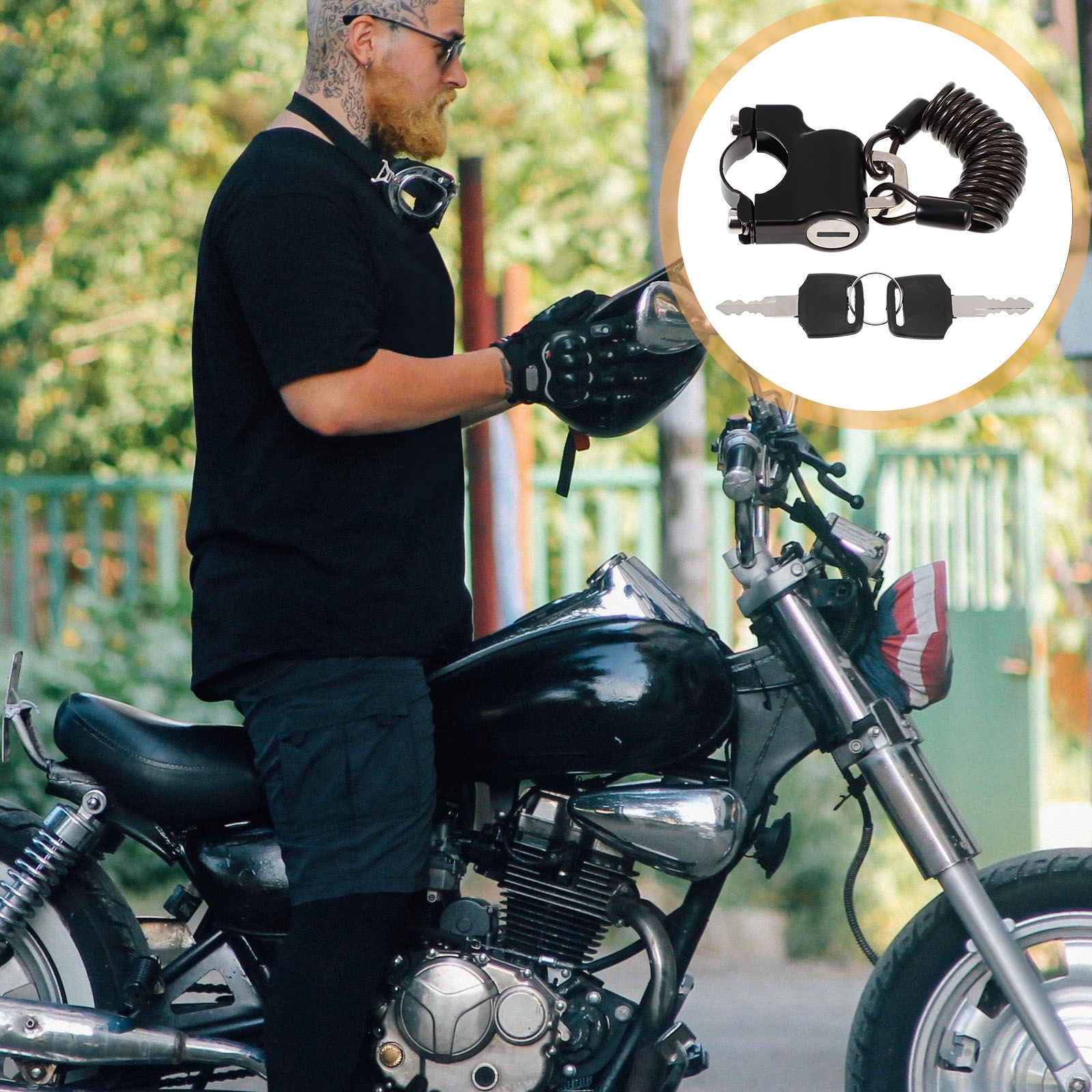 Worgeous 1 Set Motorcycle Helmet Lock With Steel Wire Tamper-proof ...