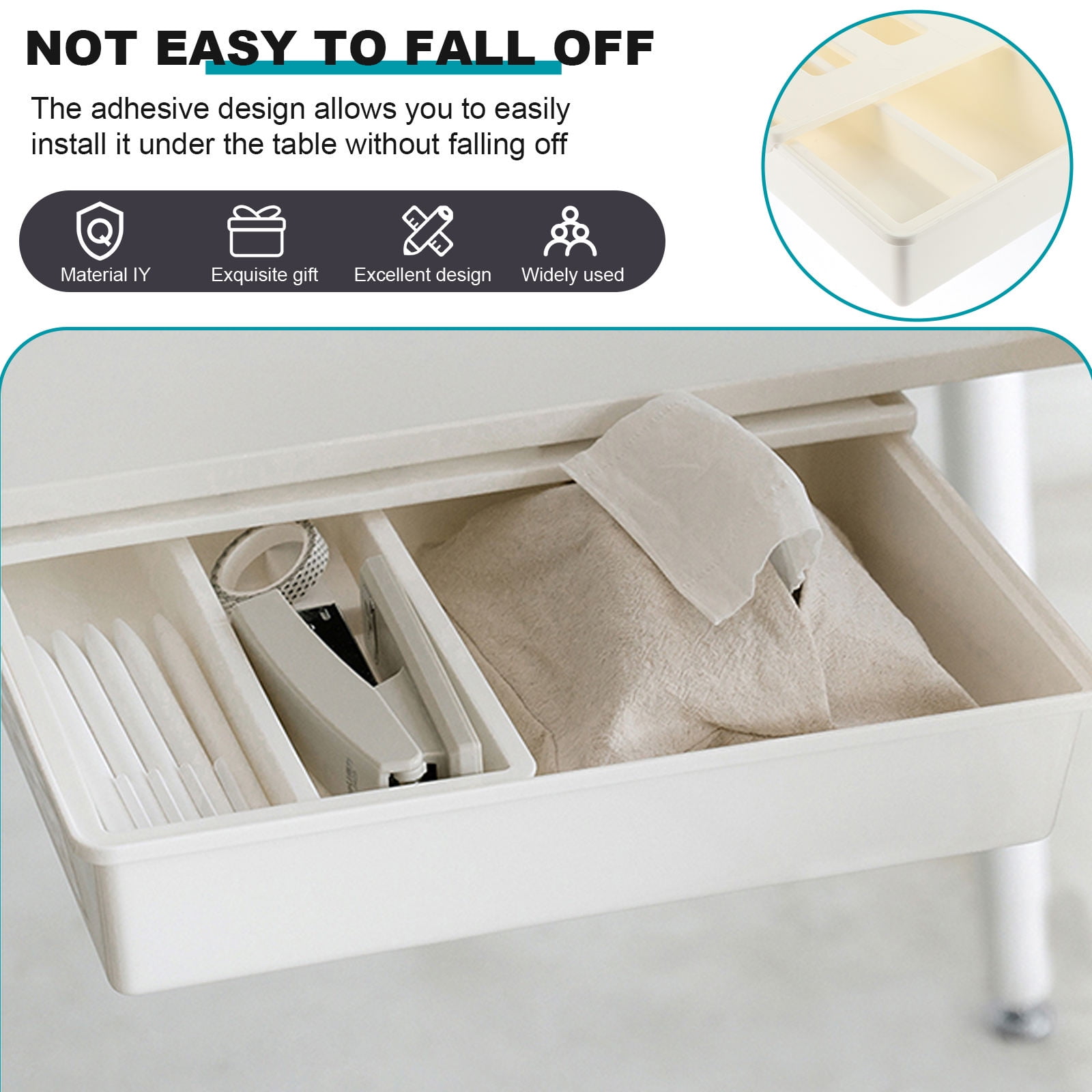 Worgeous 1 Set Plastic Hidden Drawer Storage Box Under the Table for ...