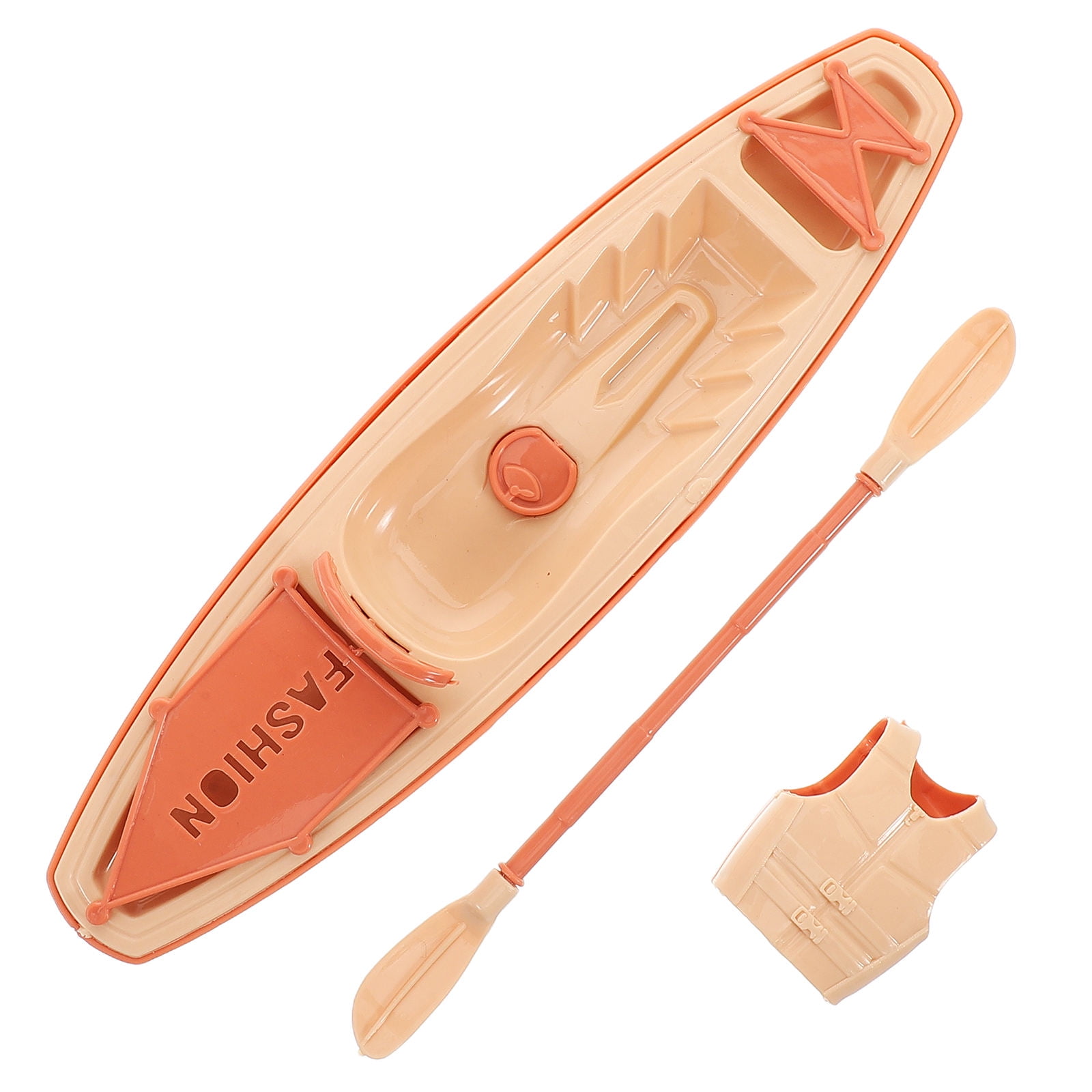 Worgeous 1 Set Realistic Plastic Canoe Models With Paddles And Life Jackets Plastic Small Canoe ...