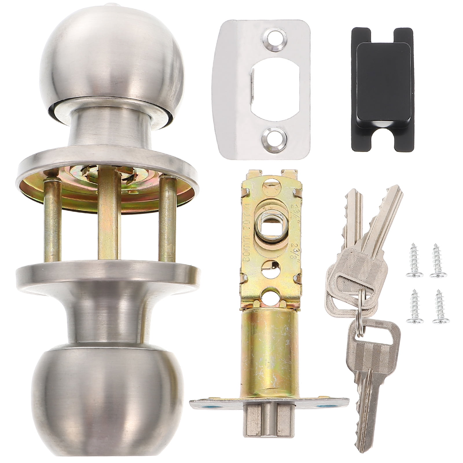 Worgeous Exterior Door Lock Security Door Knob With Silver 1 Set 6.3X2.6in - Walmart.com