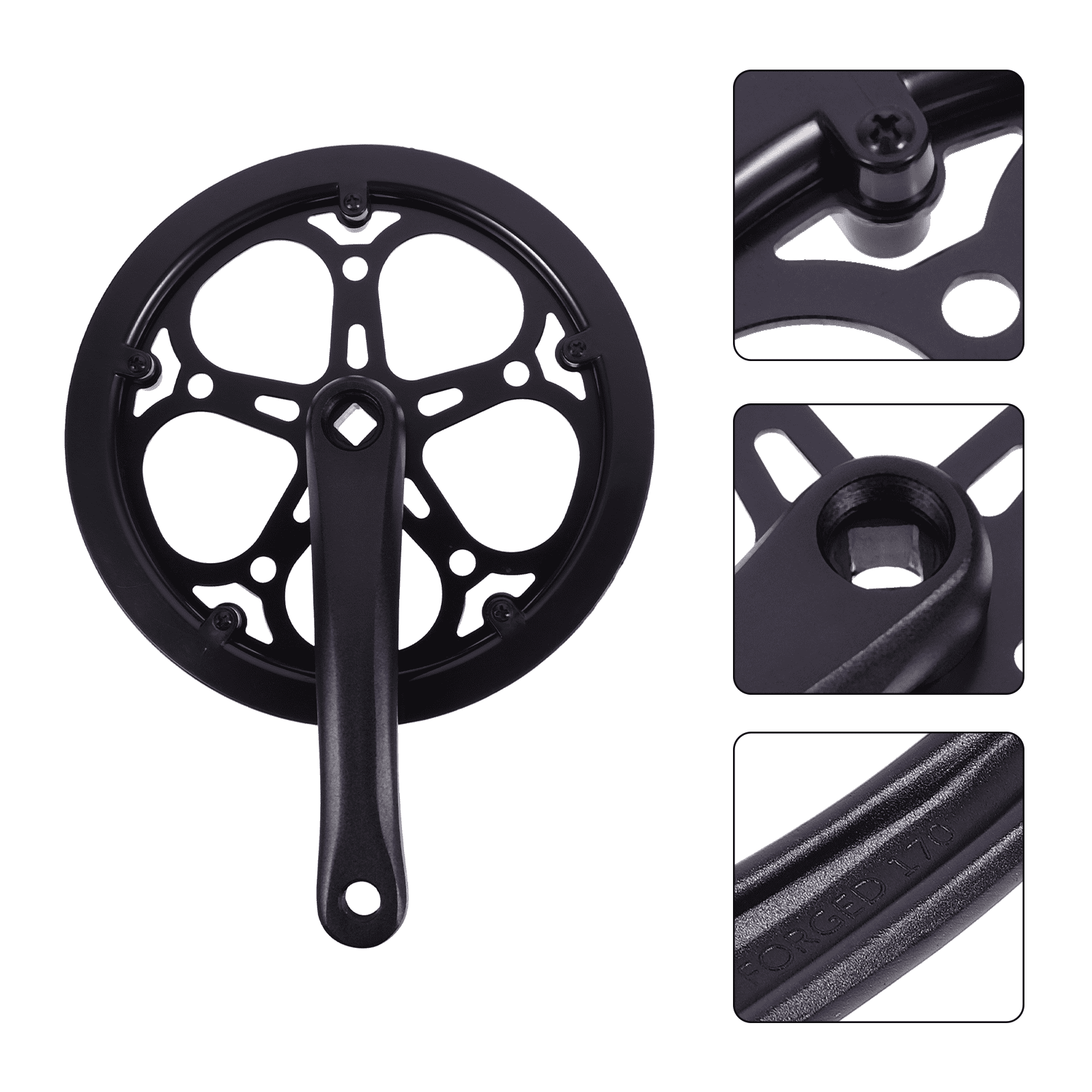 Phenofice Black Single Bike Crankset Iron 1 Set 170mm Crank Arm Length ...