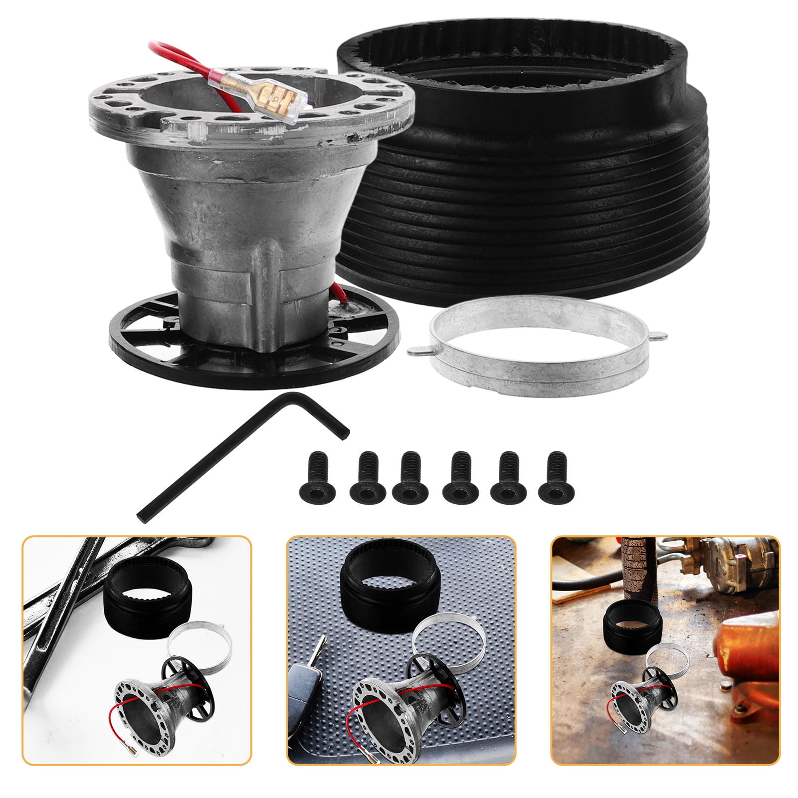 Worgeous Quick Disconnect Steering Wheel Kit Hub Adapter Rubber Black 1 ...