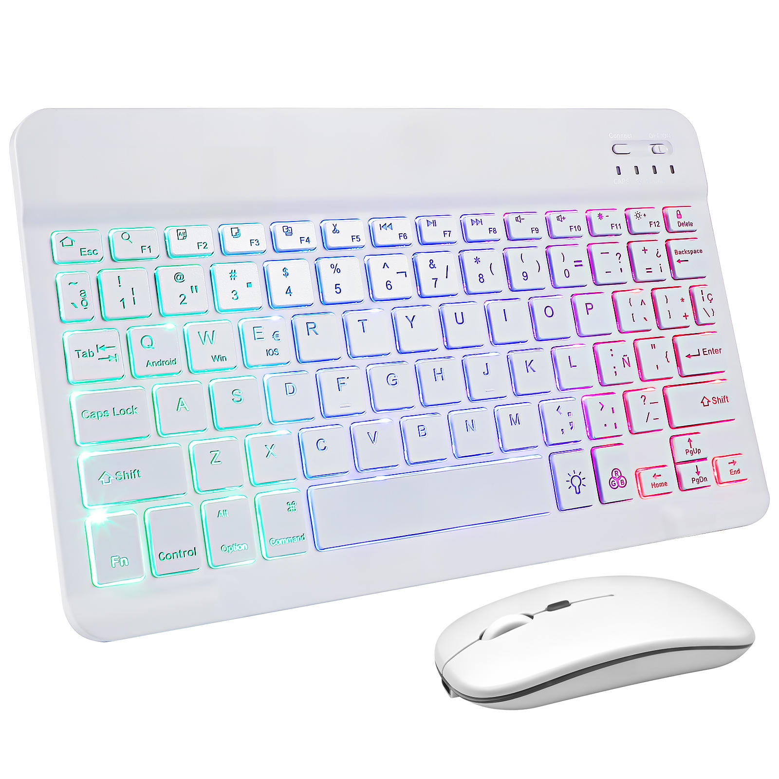 WHAMVOX 1 Set Wireless Keyboard and Mouse Multi Device Light Up Letters ...