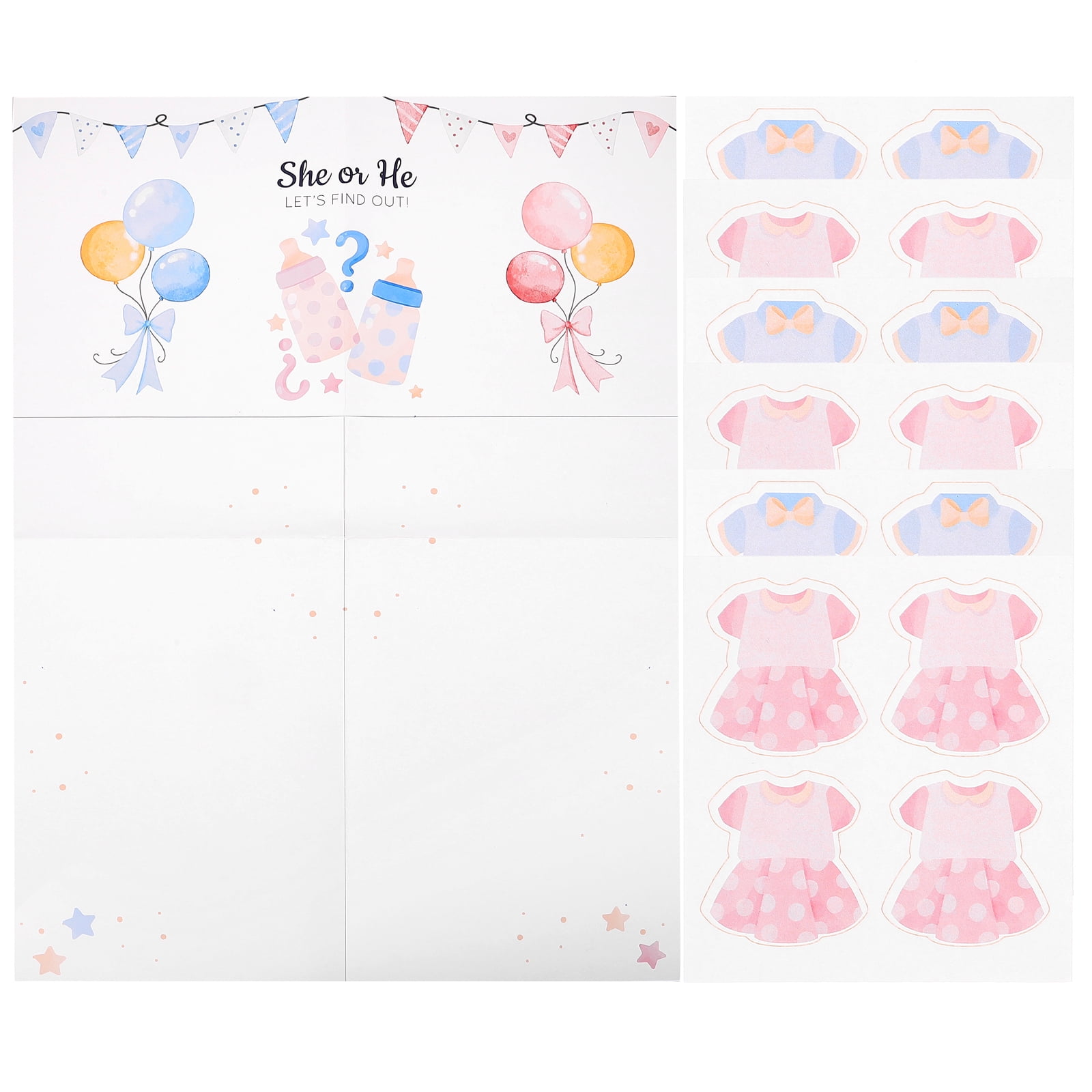 Worgeous 1 Set of Baby Gender Reveal Poster Sticker Set Baby Birthday ...
