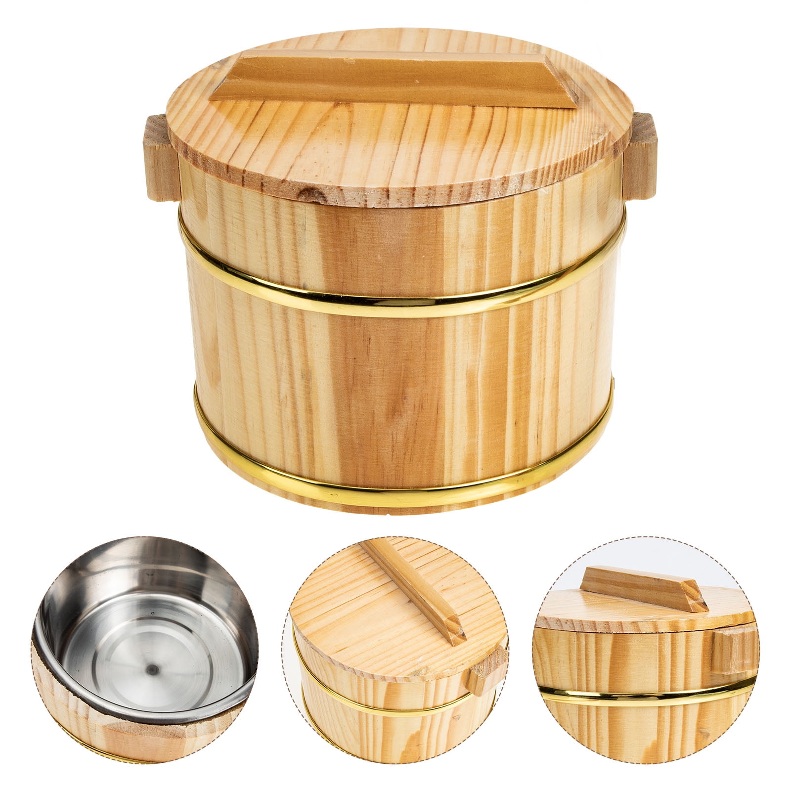 Worgeous 1 Set of Sushi Wood Container Cooked Rice Serving Bowl ...