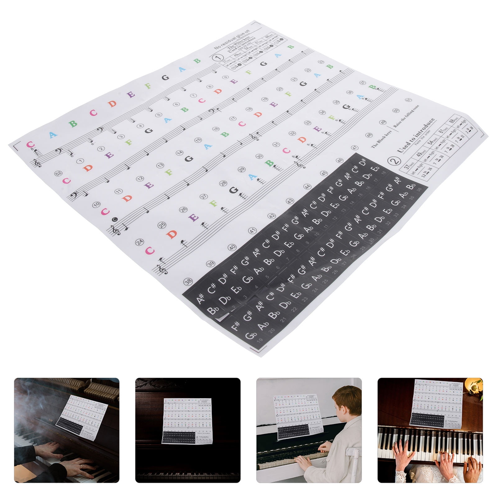 Worgeous 1 Sheet Beginner Piano Keyboard Stickers Electronic Keyboard ...