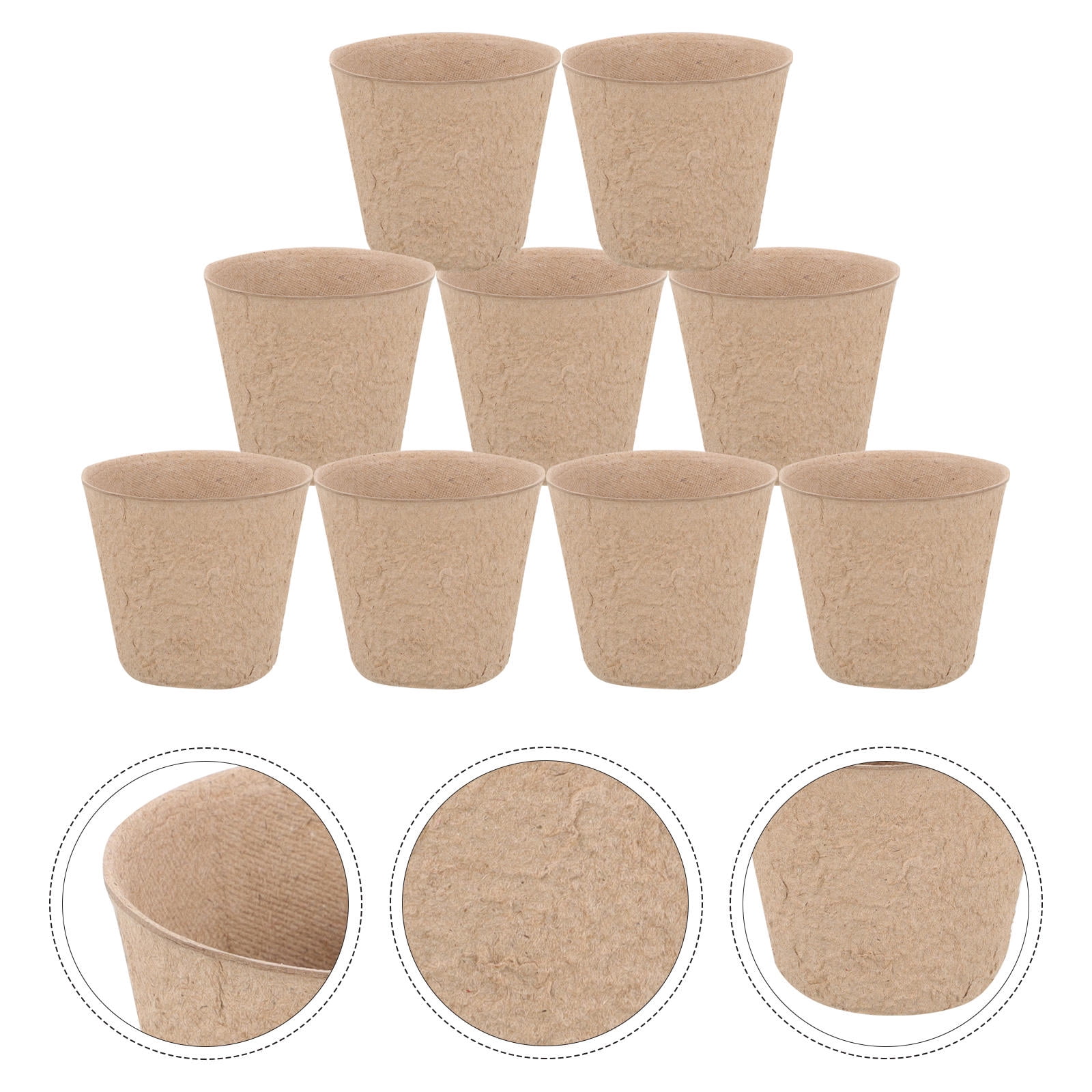 Worgeous 1 set of Round Plant Starter Pots Sprouting Paper Pulp Cups ...