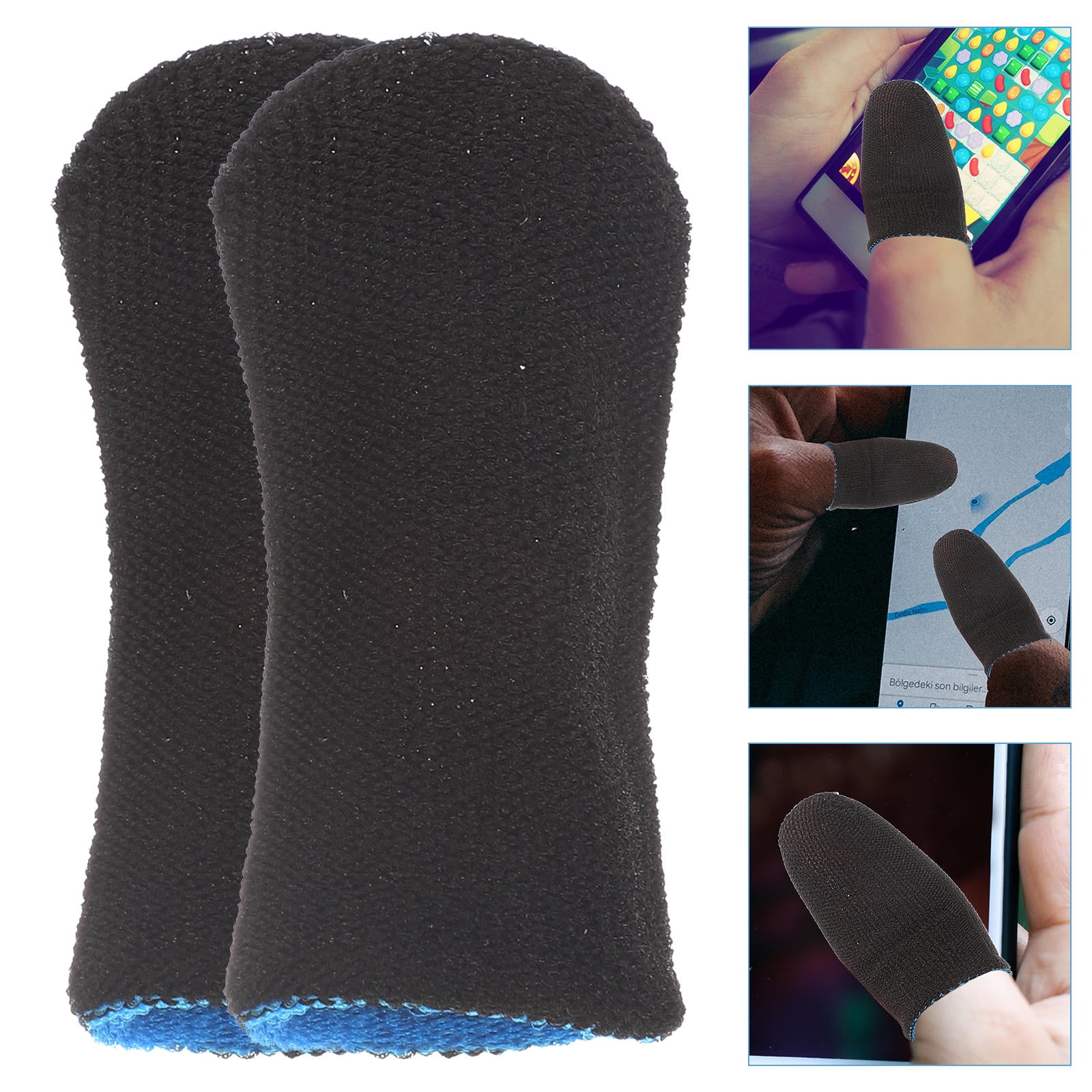 Worgeous 10 Pairs Black Knit Finger Sleeves for Gaming Anti Slip and ...