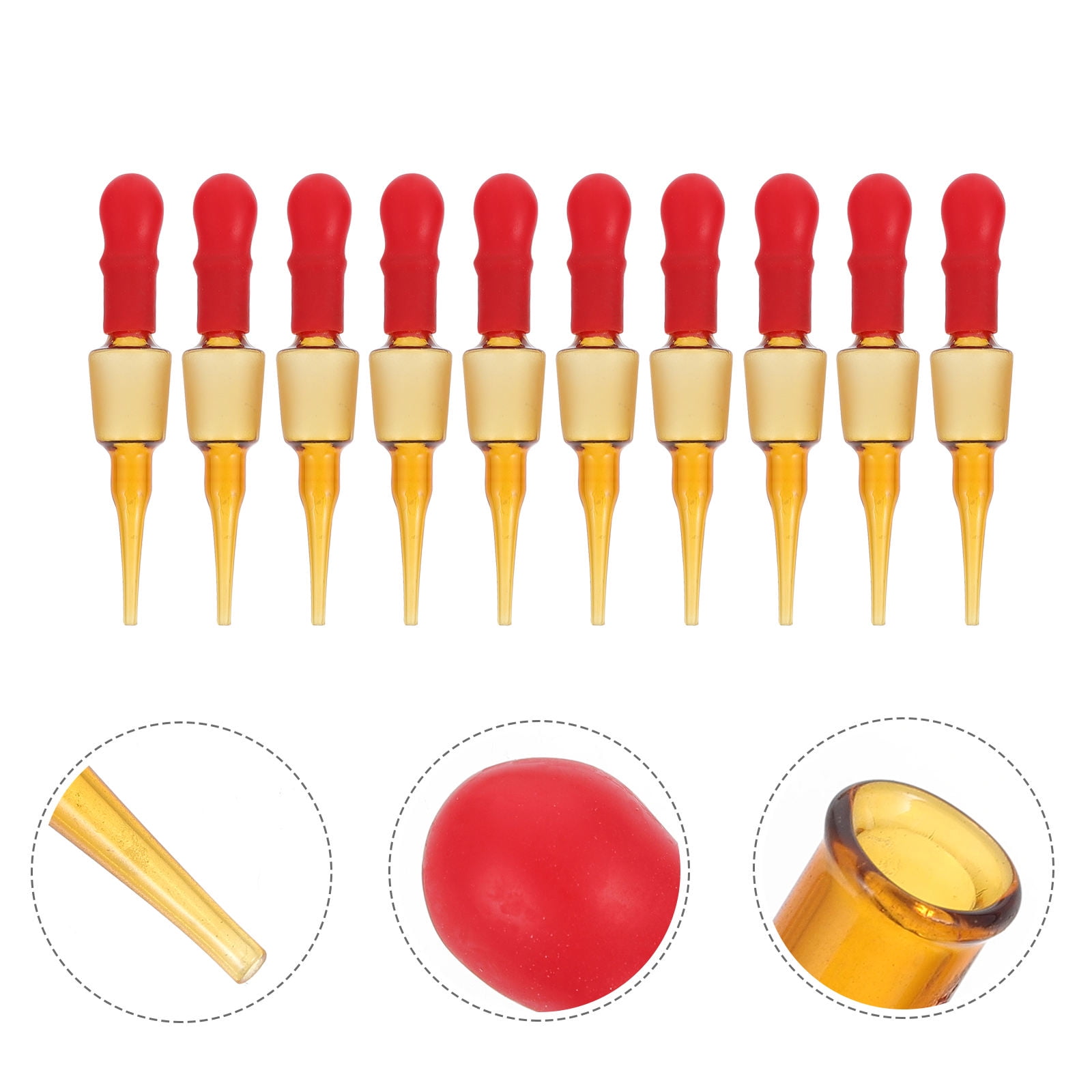 FONDOTIN 10Pcs Reusable Glass Laboratory Pipettes with Brown Rubber ...