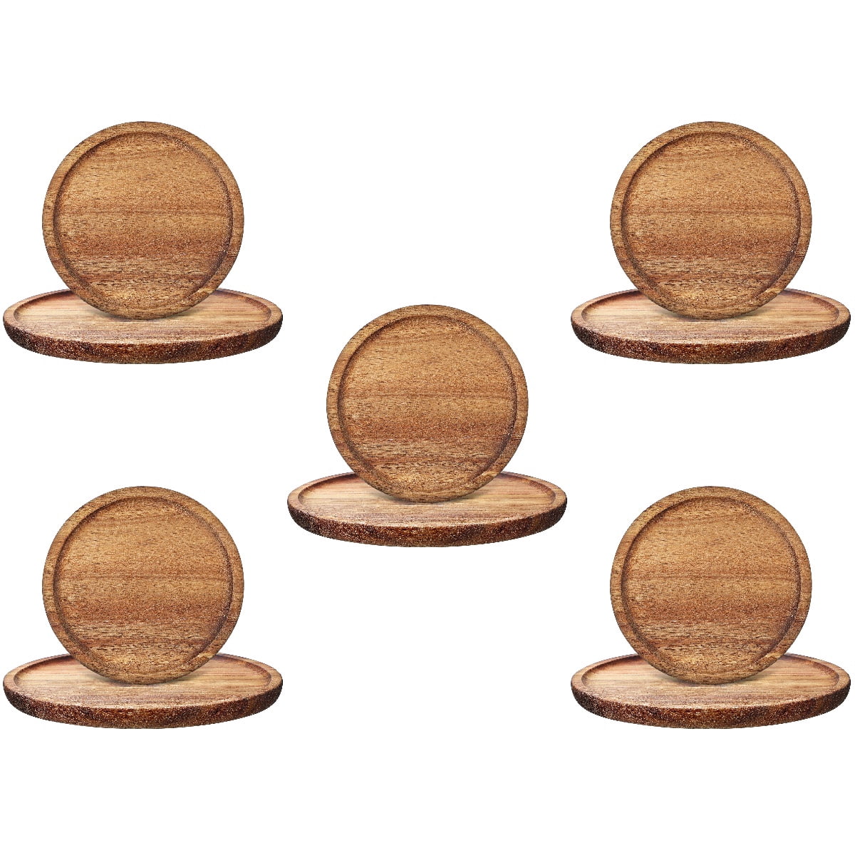 Worgeous 10 Pcs Round Wooden Trays for Decor Wood Serving Trays Circle ...