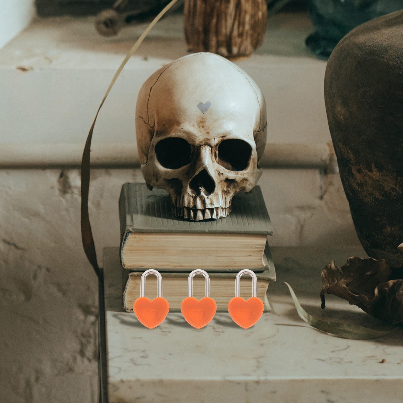 Worgeous 10 Set Plastic Heart Shaped Mini Padlock with Key Cute Heart ...