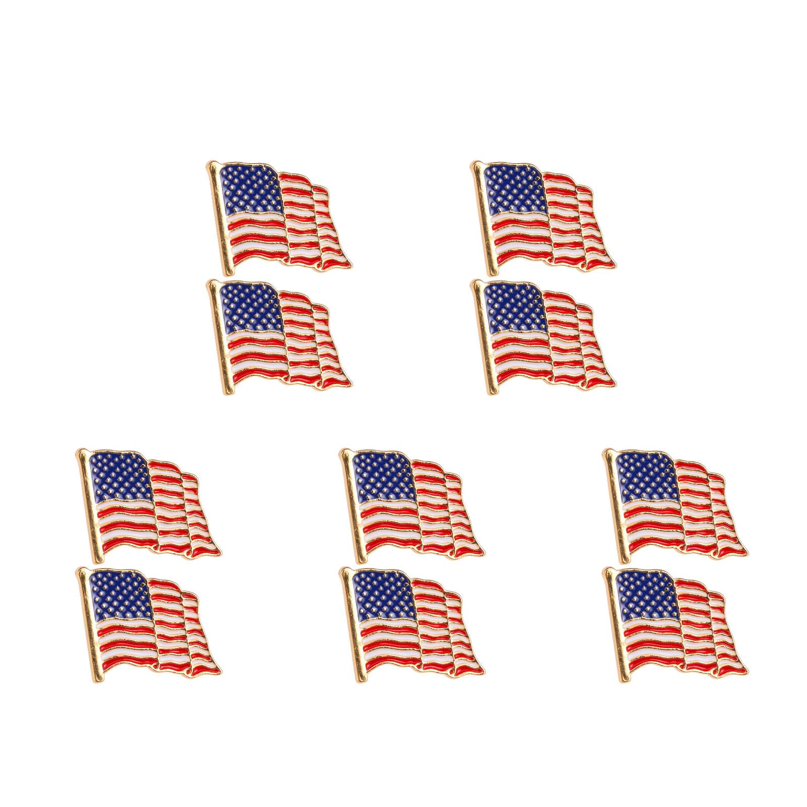 WORGEOUS 10 pcs Metal Flag of American Badge American Flag Pin Badges ...