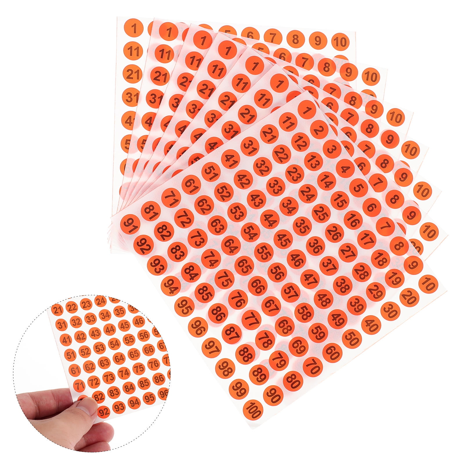 Worgeous 100 Pcs Consecutive Number Labels Round Self-adhesive Stickers ...