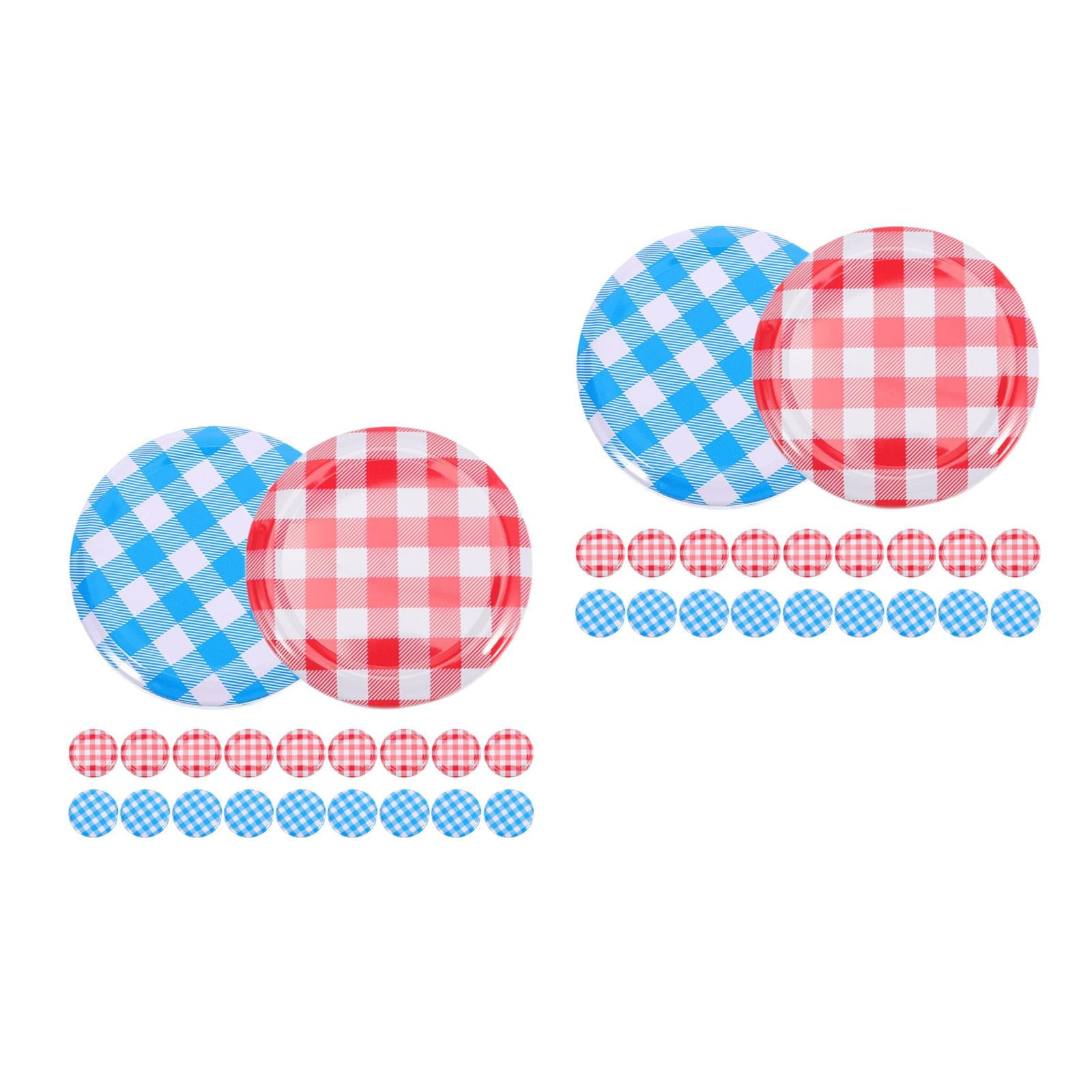 Worgeous 100 pcs Jam Jars Lids Regular Mouth Canning Lids Checked Plaid ...