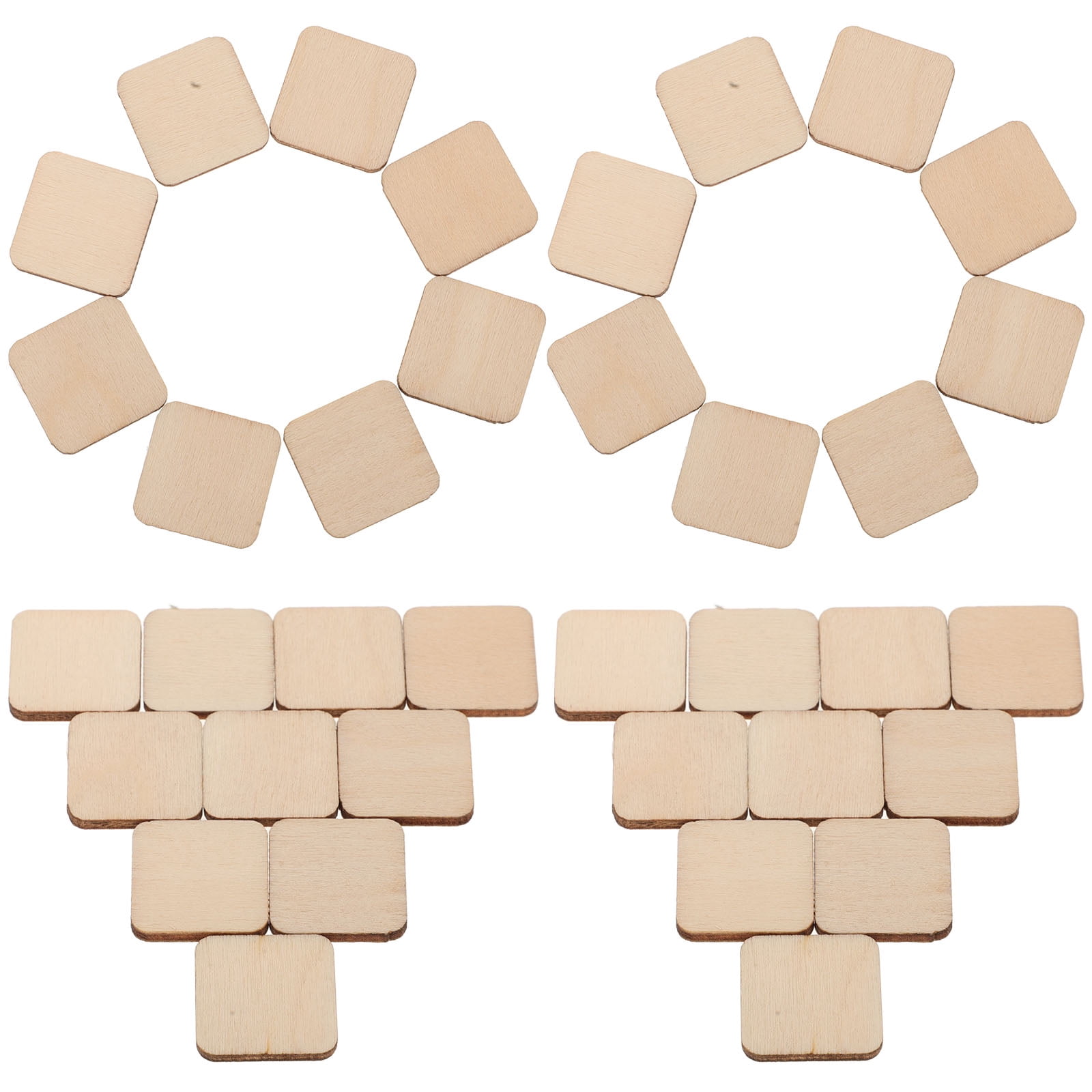 Worgeous 100Pcs Wooden Cutouts Unfinished Square Cutouts DIY Crafts ...