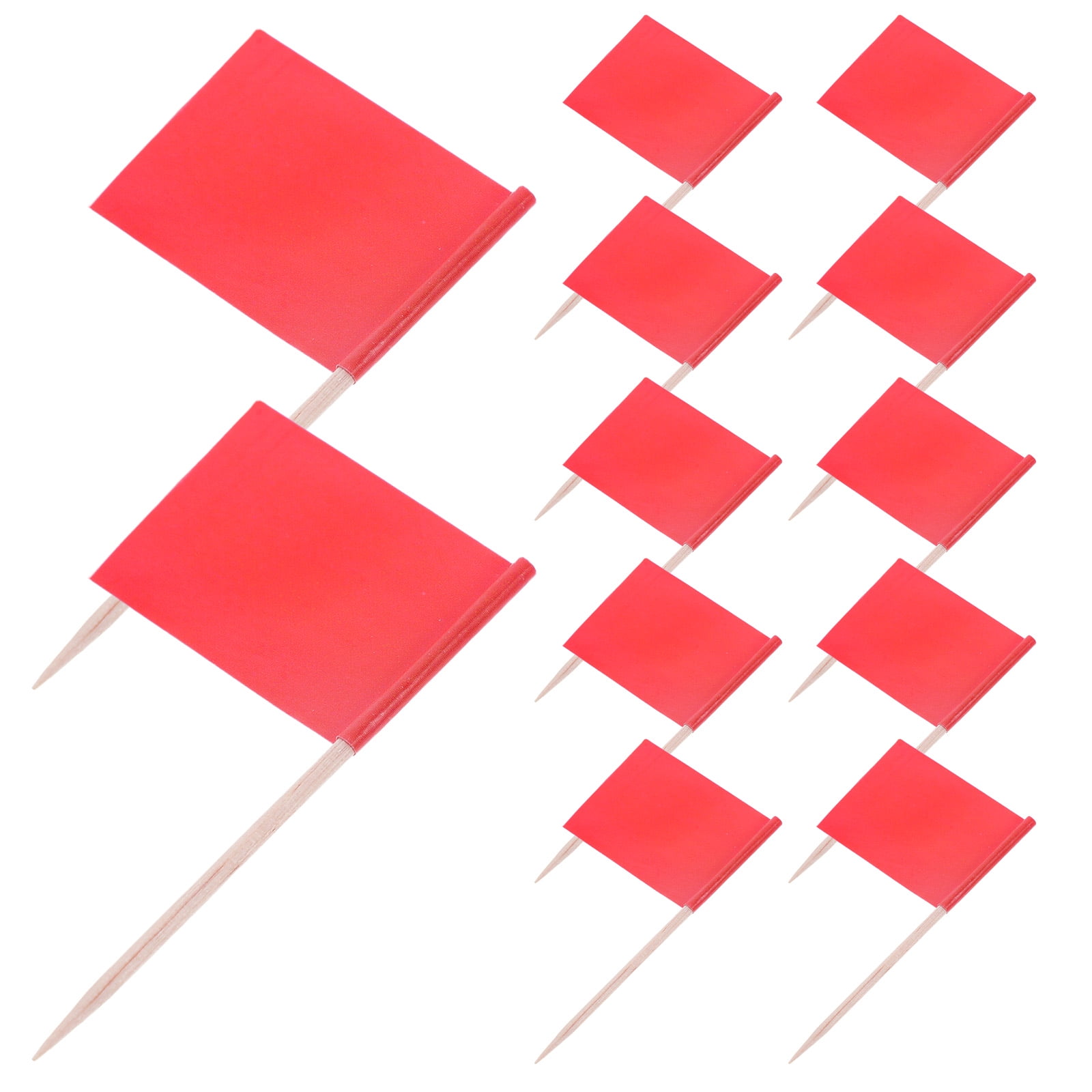 WHAMVOX Red Paper and Wood Cake Flags for Decor Practical Design ...