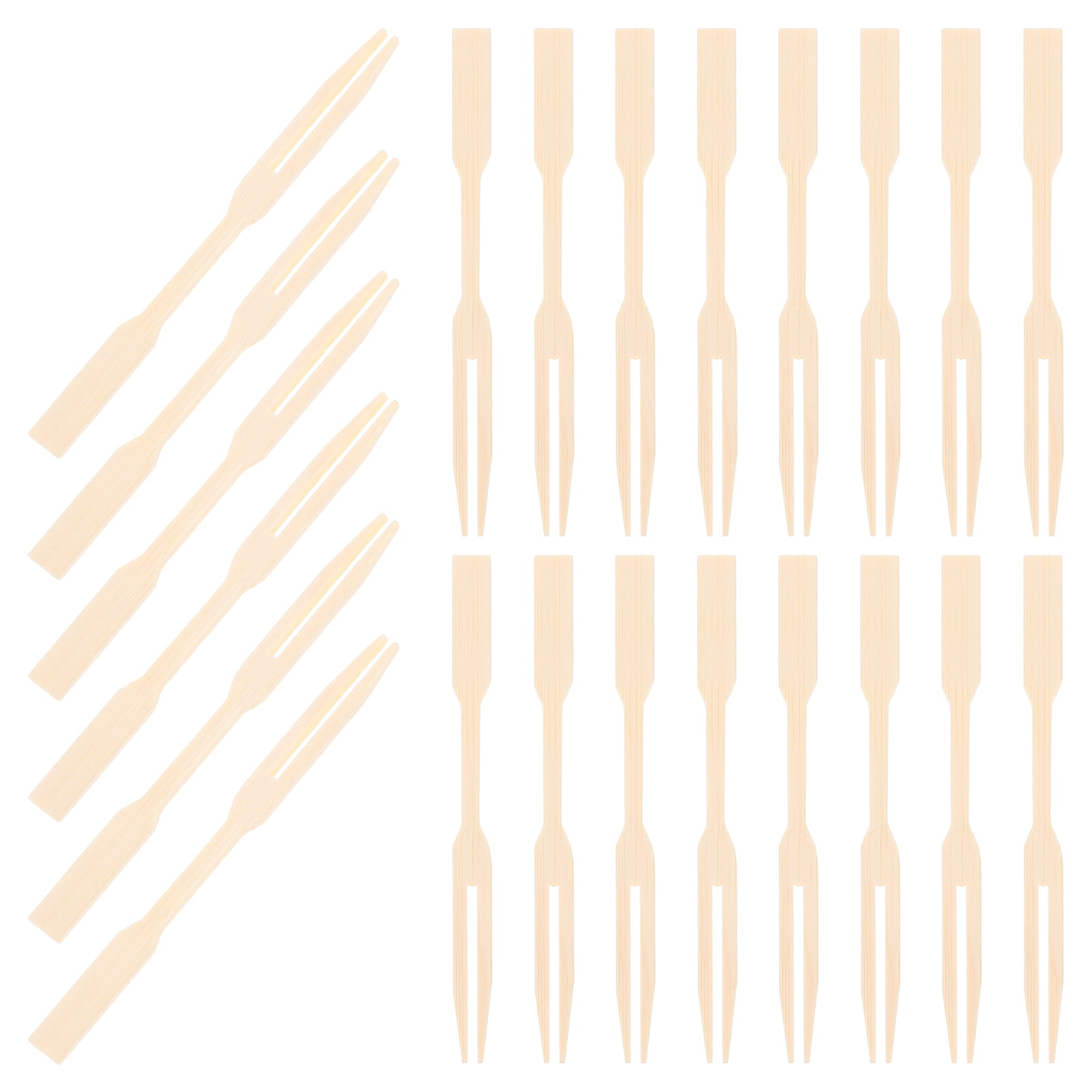 Worgeous 100pcs Wood Fork Wooden Appetizer Fork Fruit Toothpick Mini ...
