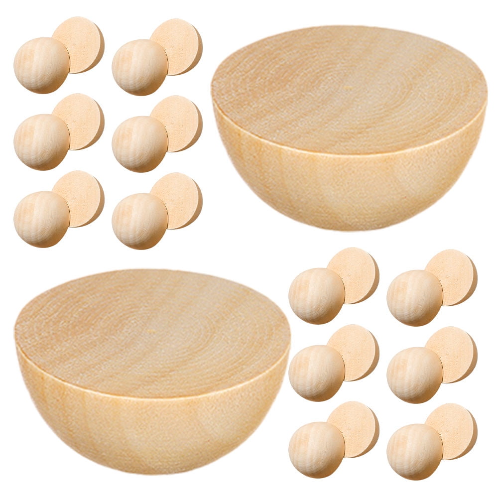 Worgeous 100pcs Wooden Half Balls Unfinished Crafting Wood Pieces for ...