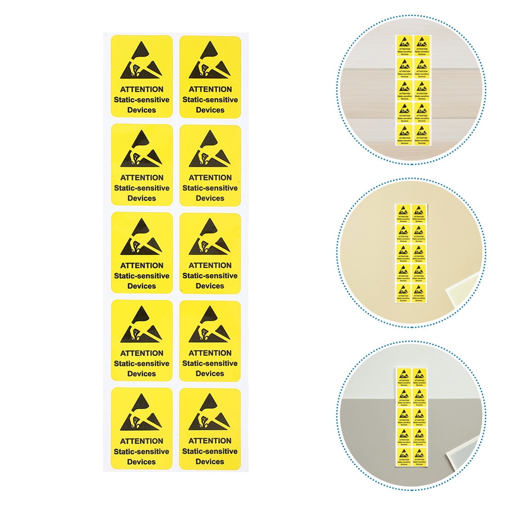 Worgeous 100pcs warning stickers High Adhesive Anti-Static Warning ...