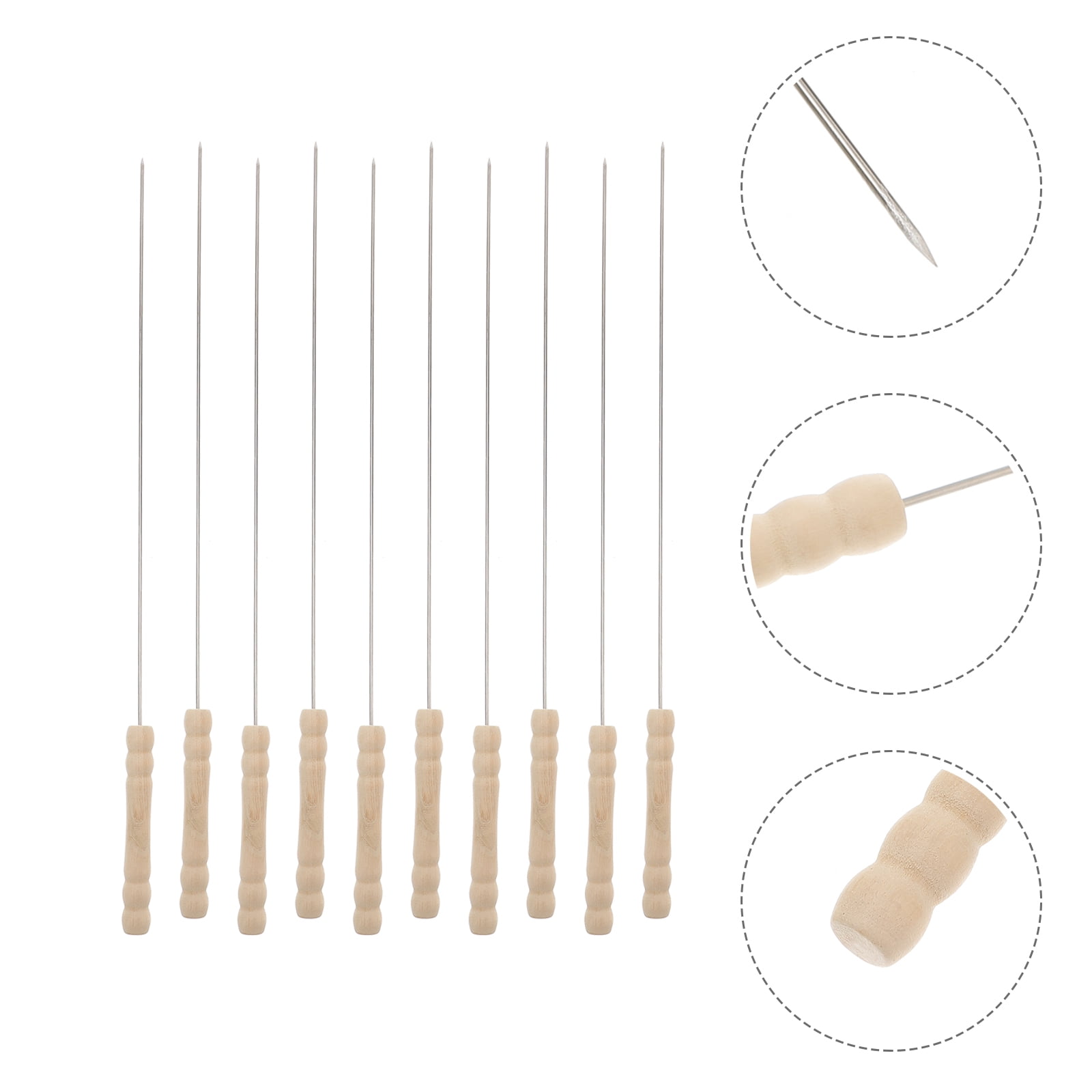 Worgeous 10Pcs Reusable Grilling Skewers Beige Flat Shape for BBQ and ...