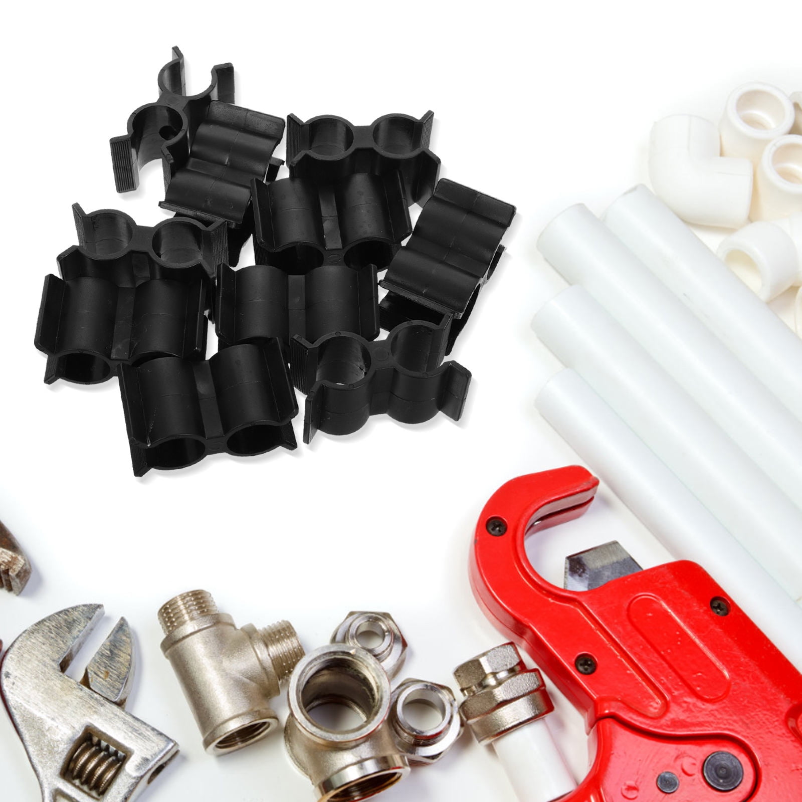 Worgeous 10pcs Double Port Pipe Clamps Clips Double Line Clamps Shelf ...