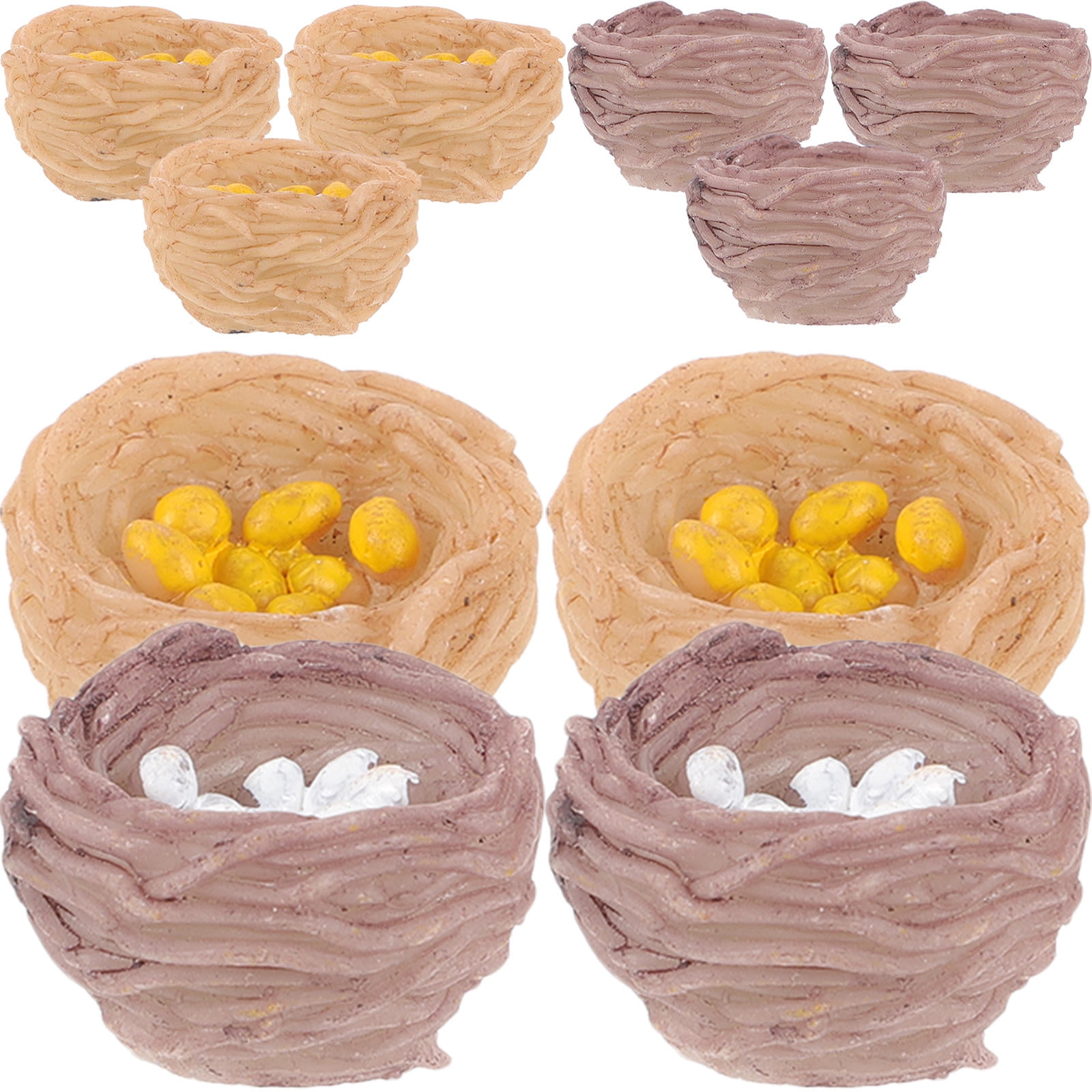 Worgeous 10pcs Miniature Bird Nest Decorations Assorted Color Resin ...