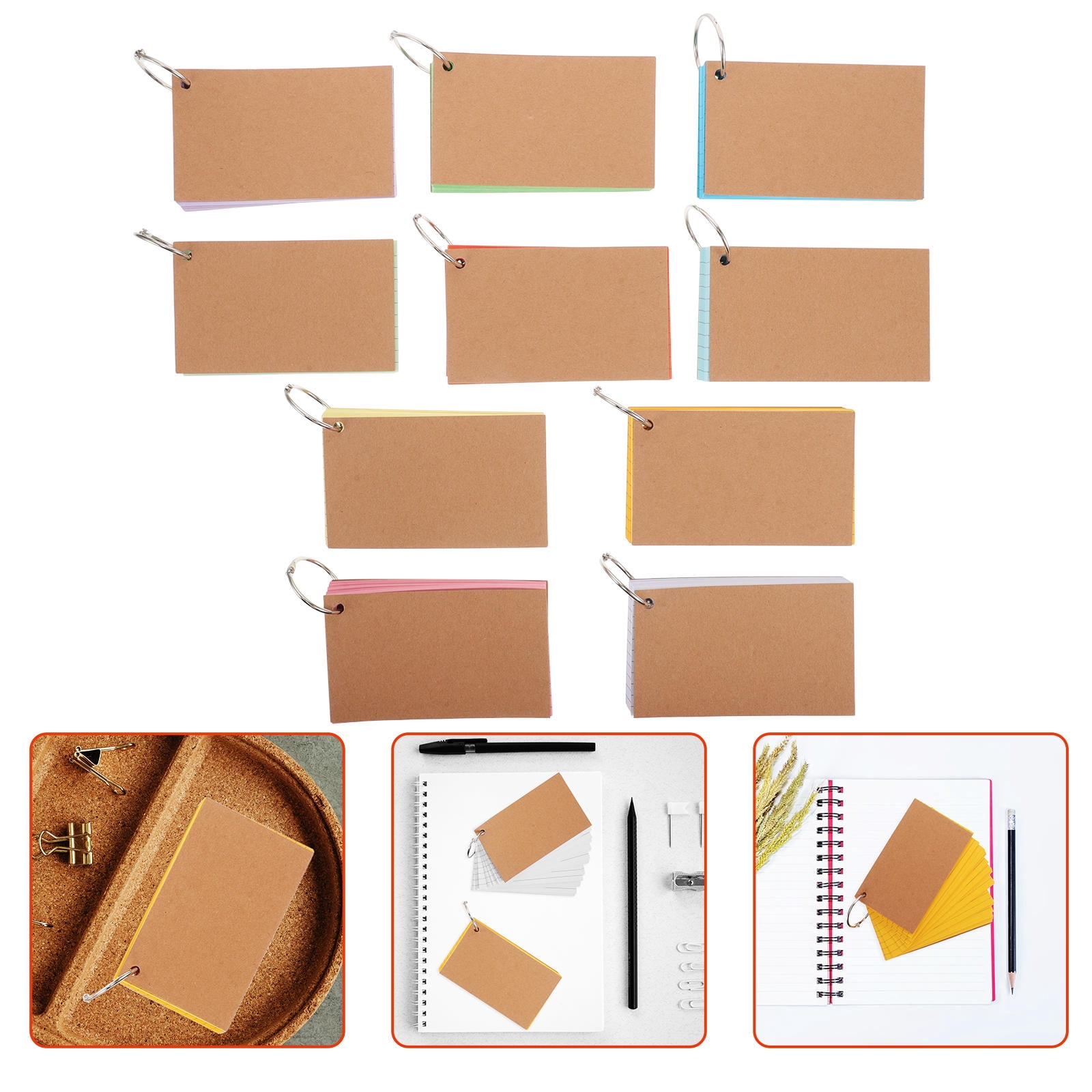 Worgeous 10pcs Paper Cover Study Flashcards Double-Sided Lined Diy ...