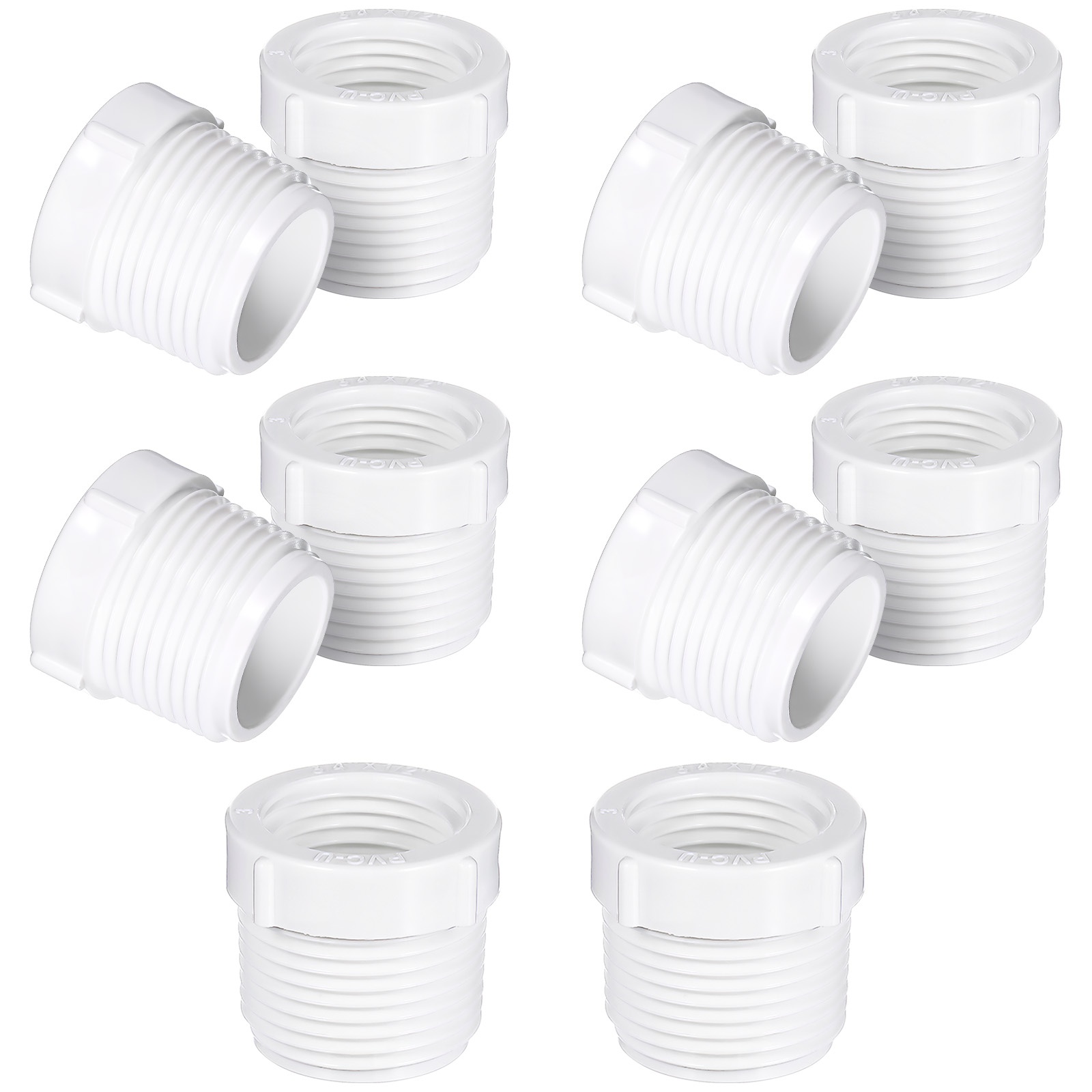 Worgeous 10pcs Pipe Fittings PVC Reducer Bushing PVC Pipe Reducers Male ...