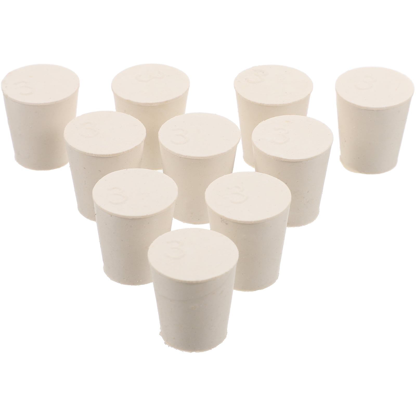 Worgeous 10pcs Solid Rubber Stopper Laboratory Rubber Plug Tapered Hole ...