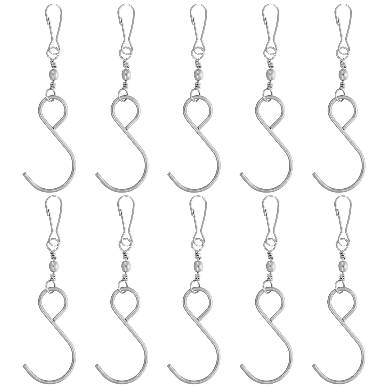 Worgeous 10pcs Swivel Hooks Clips Self-Rotating S Hooks Rotary Display ...