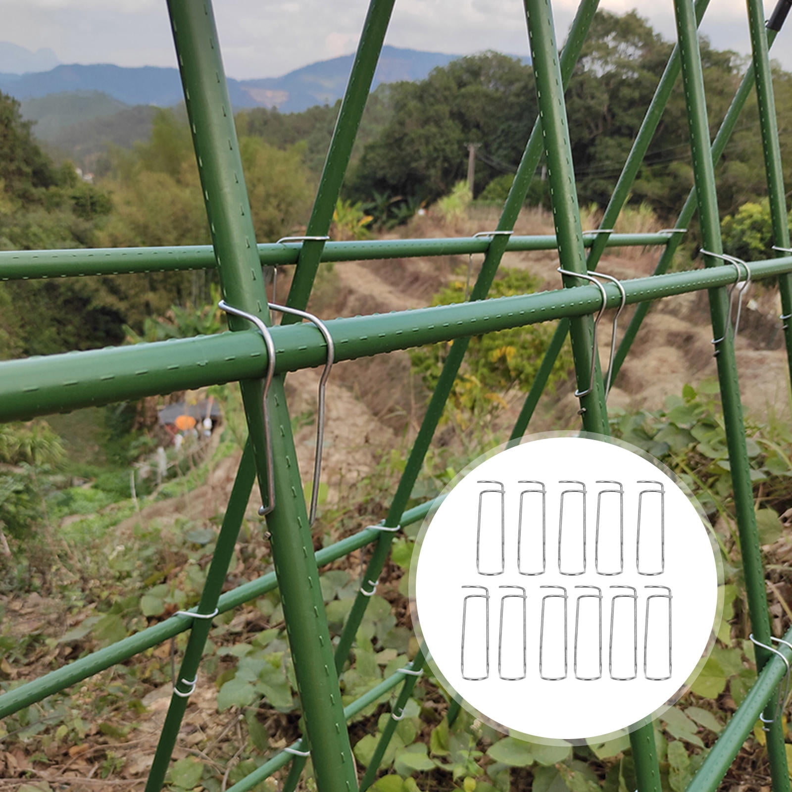 Worgeous 11 Pcs Plant Cages Wire Clip Garden Clips Fixing Clamp Silver ...