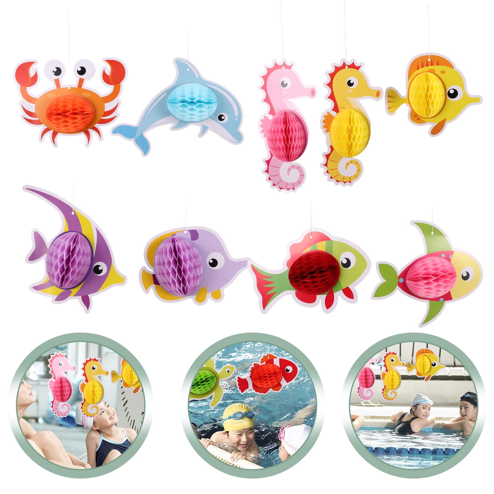 Worgeous 11pcs Tropical Fish Honeycomb Centerpiece Luau Mermaid Under ...