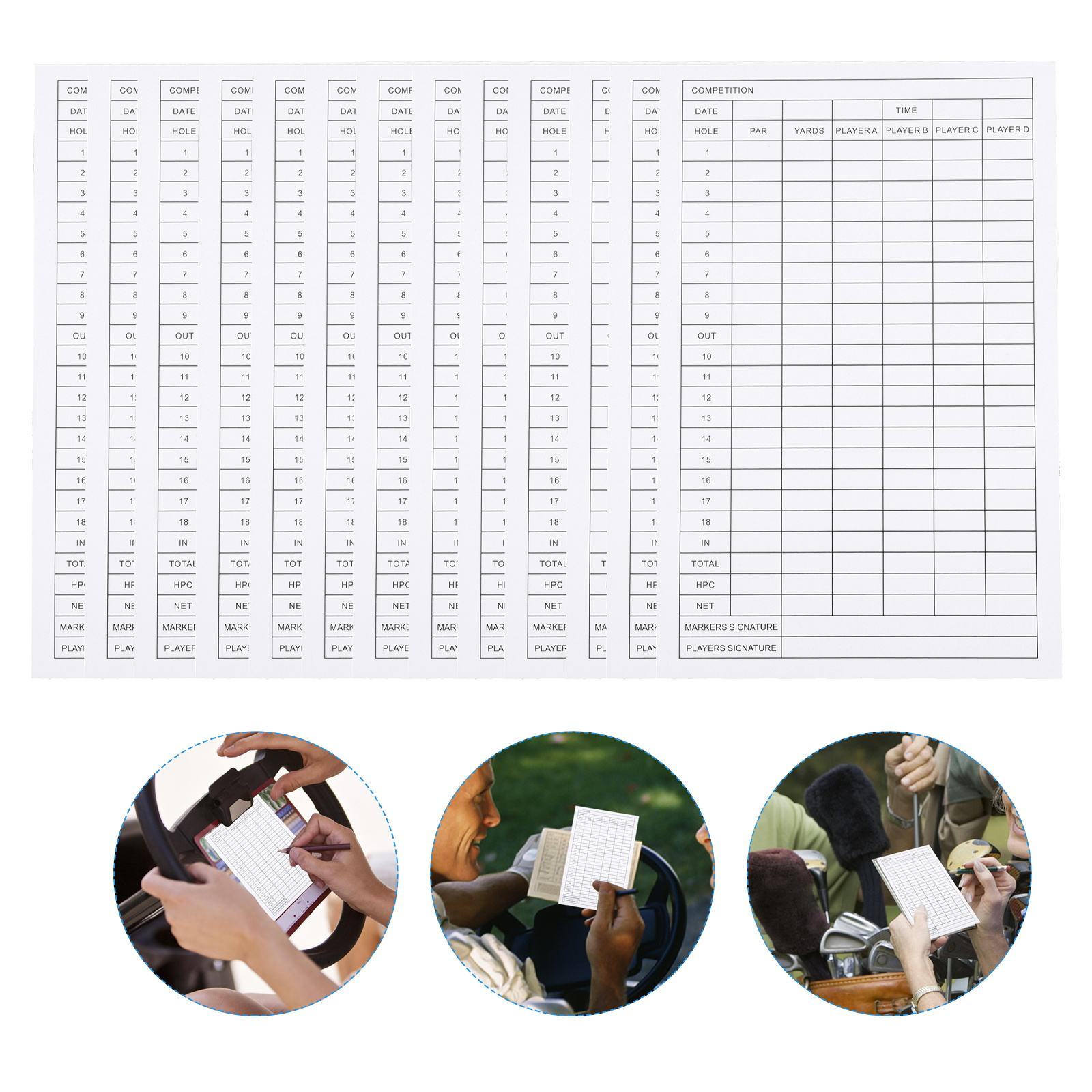 Raindrops Golf Scorecards Coated Paper Golf Players Sports Events 12Pcs ...