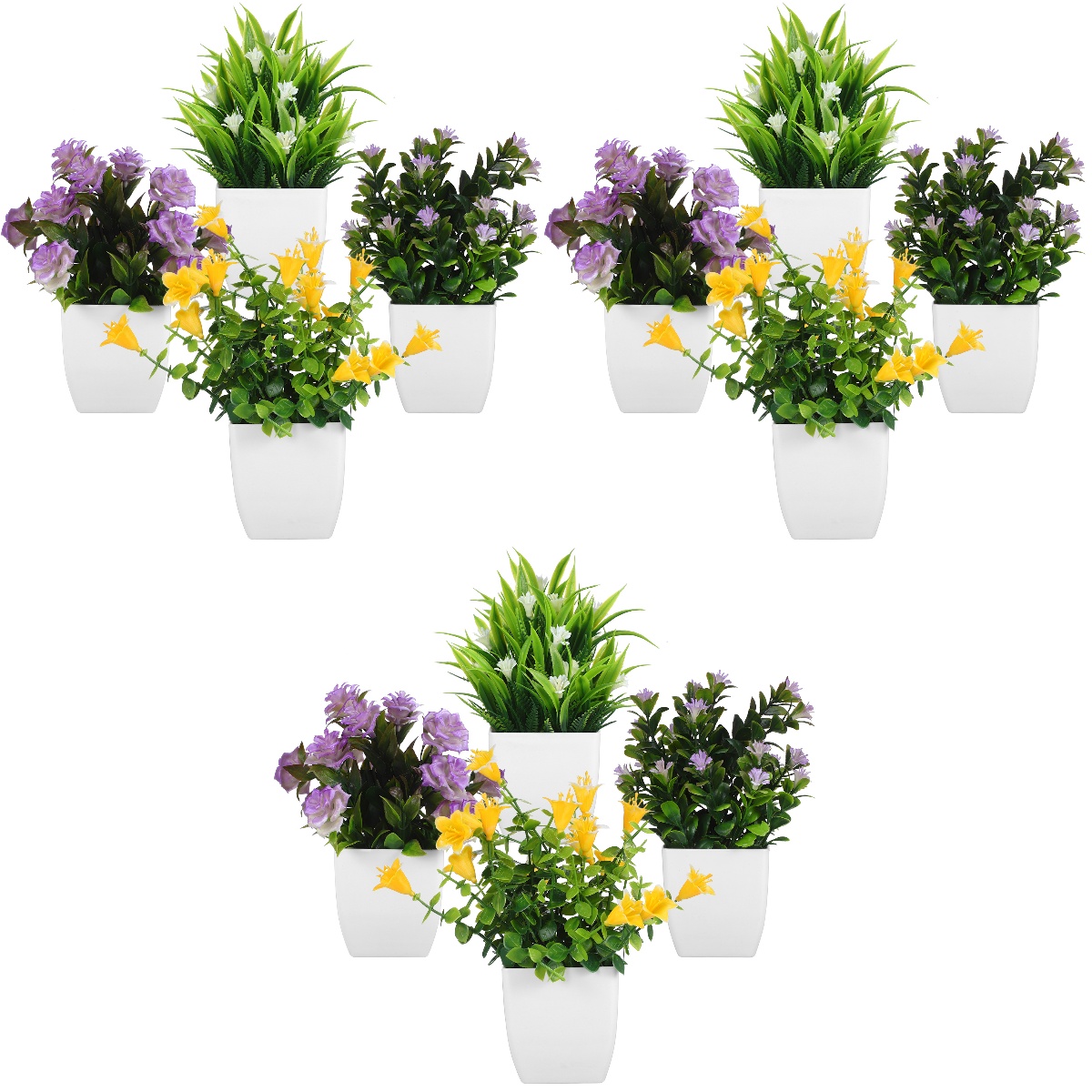 Worgeous 12 Pcs Artificial Potted Plants Realistic Fake Plants Indoor ...
