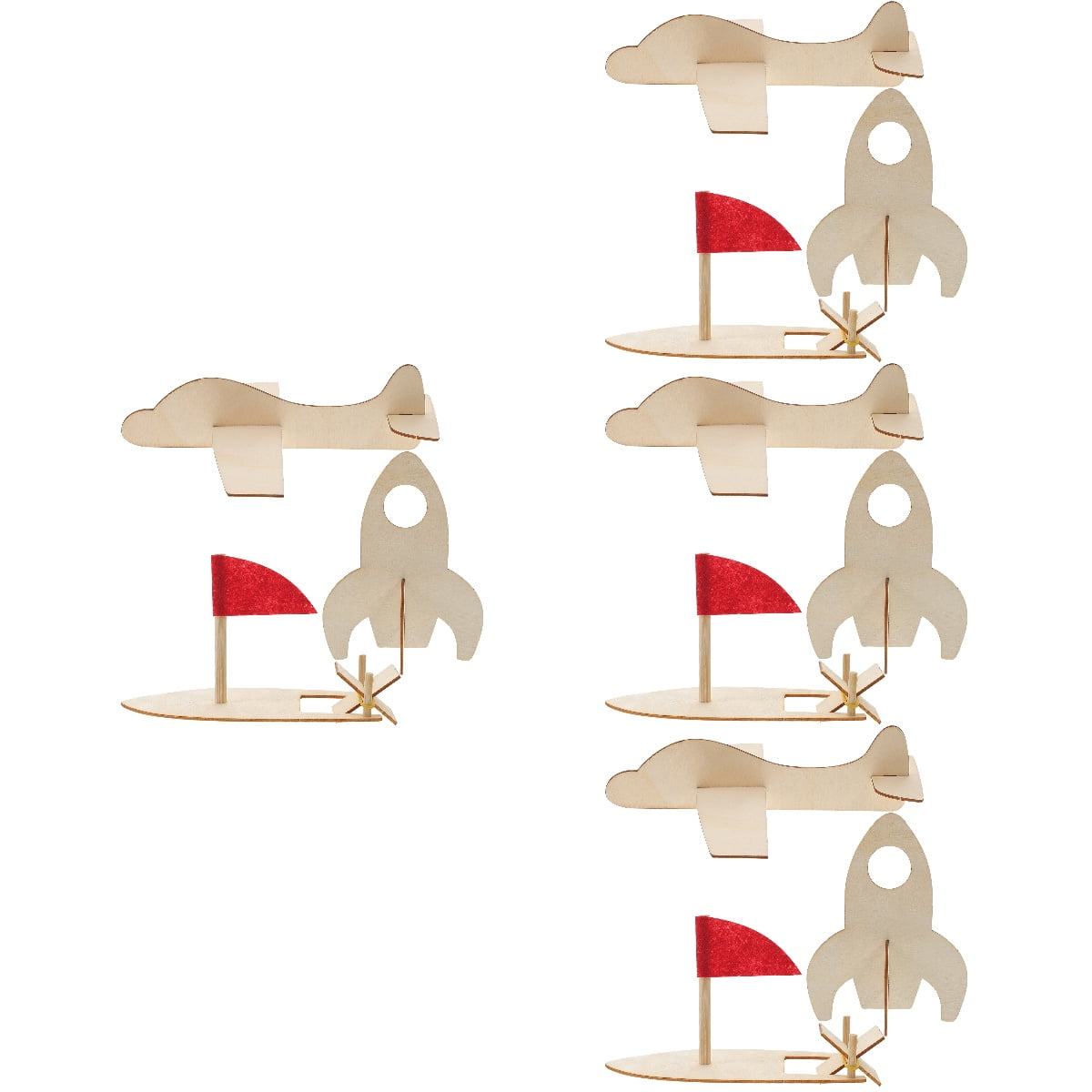 Worgeous 12 Pcs DIY Wood Airplane Toy Unfinished Wooden Plane Airship ...