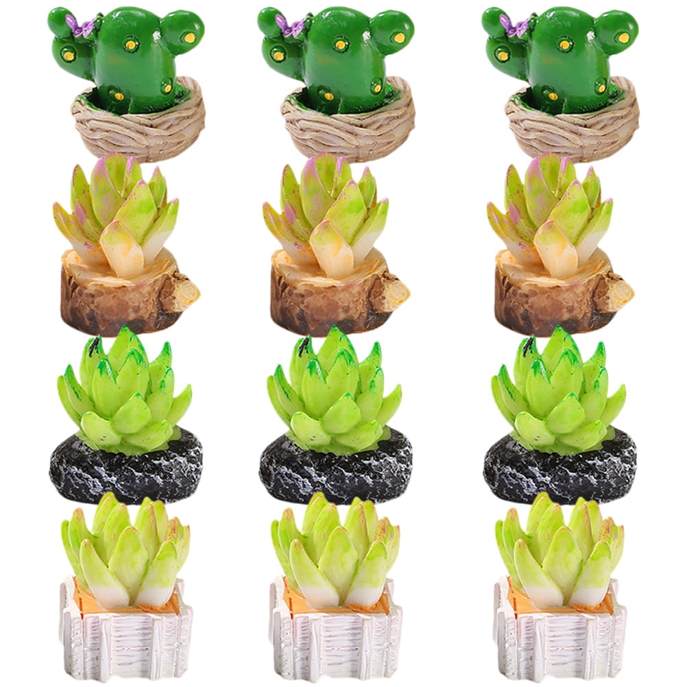 Worgeous 12 Pcs Faux Baby Cactus Ornament Miniature Figurine Office ...