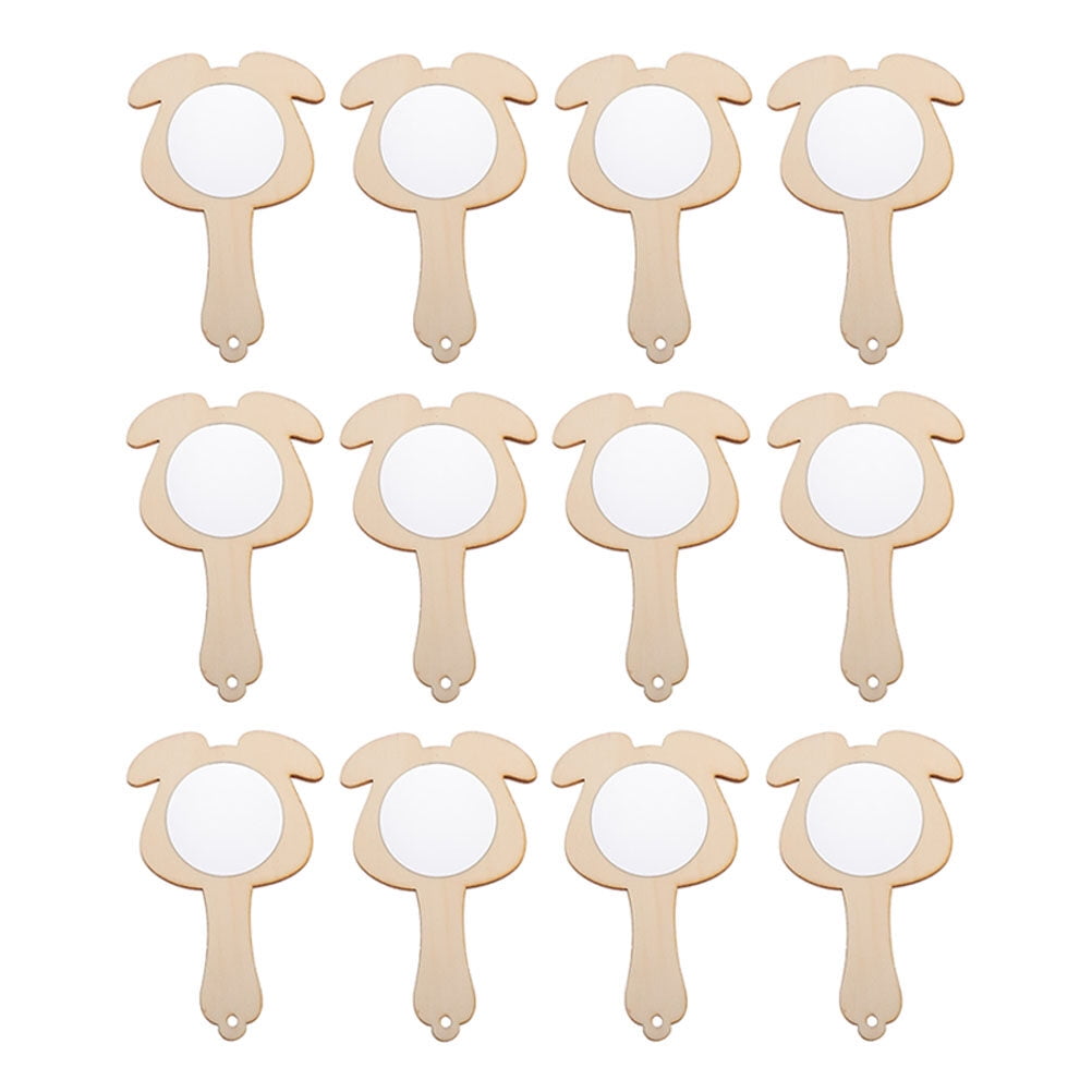 COMPUKAS Hand Mirror Wooden Glass 12Pcs 5.2X3.3X0.1In - Walmart.com