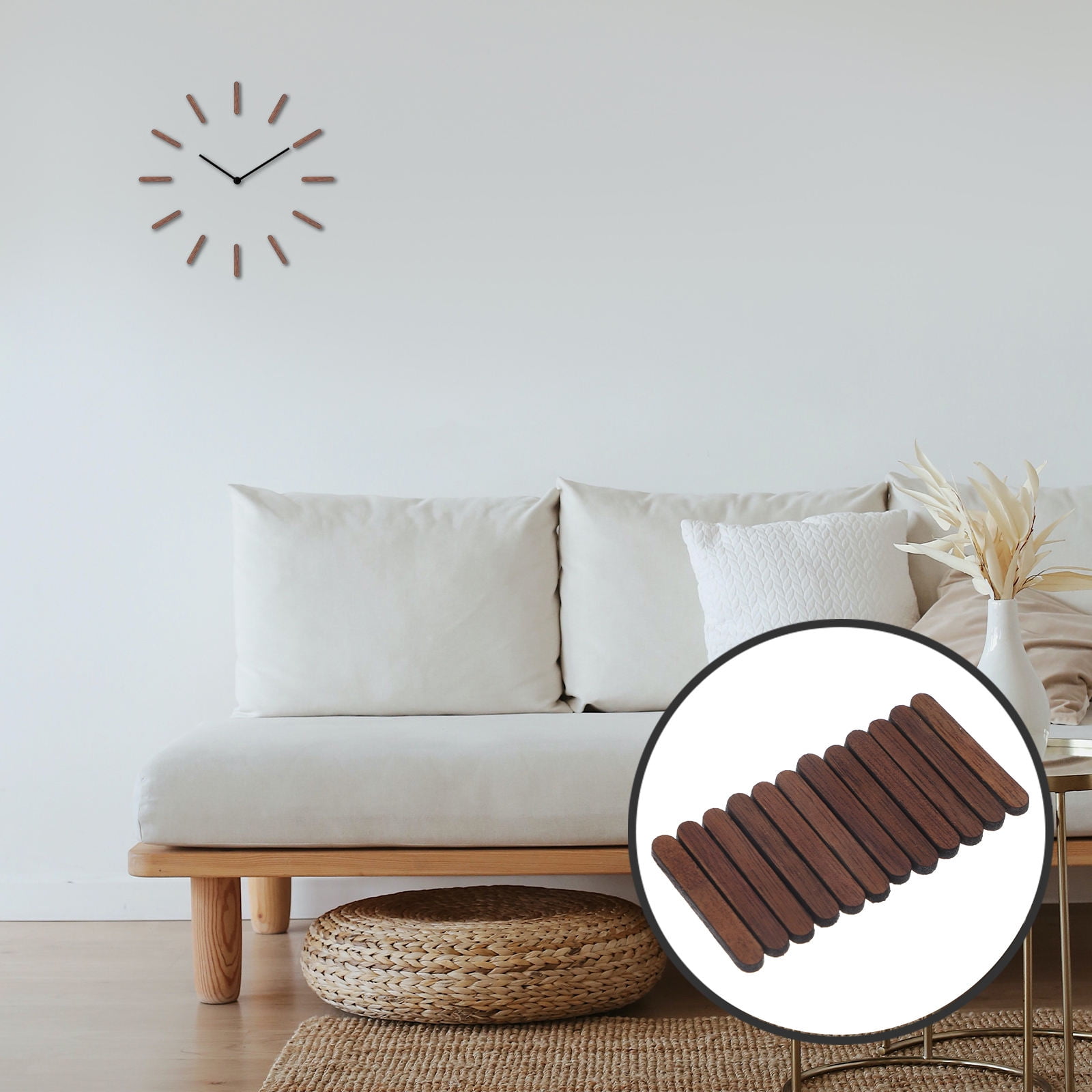 SWETRACE Minimalist Wooden Clock Hour Marker 12Pcs Light Brown ...