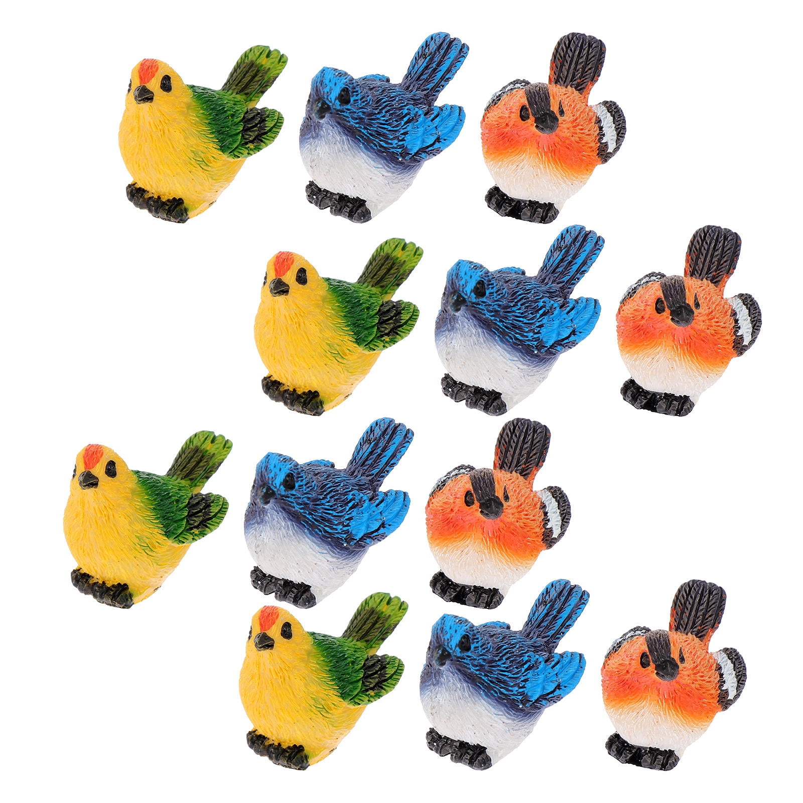 RENACLIPY Set of 12 Assorted Color Resin Bird Ornaments for Garden and ...