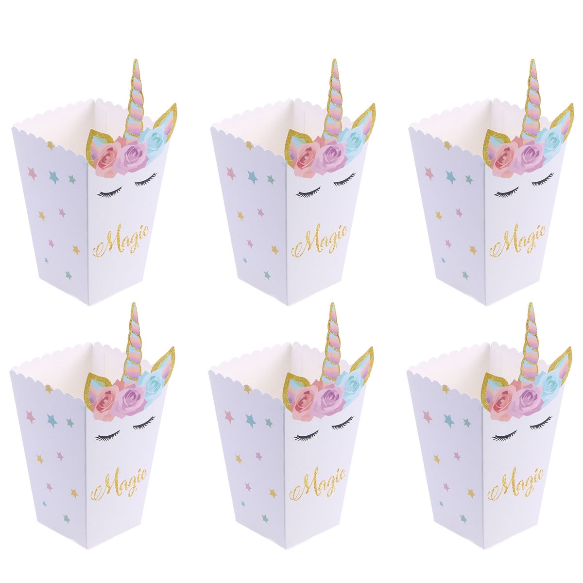 Worgeous 12 Pcs Unicorn Party Box Popcorn Boxes Mini Popcorn Containers ...