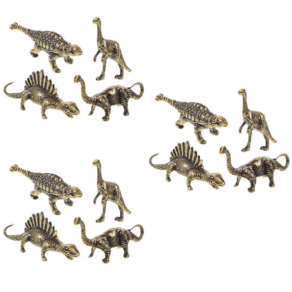 Worgeous 12 pcs Small Alloy Dinosaur Sculpture Vintage Dinosaur Statue ...