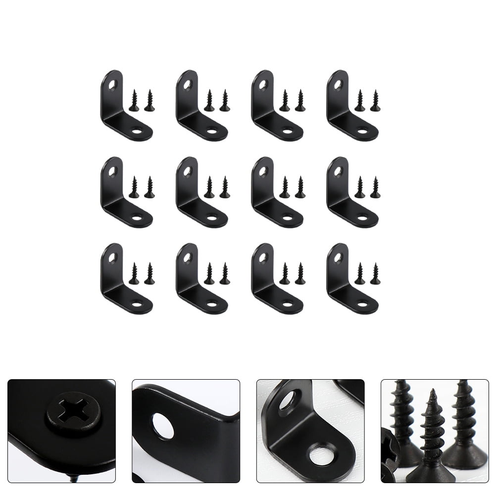 CIMAXIC 12PCS Stainless Steel Black Right Angle Fastener Brackets for ...