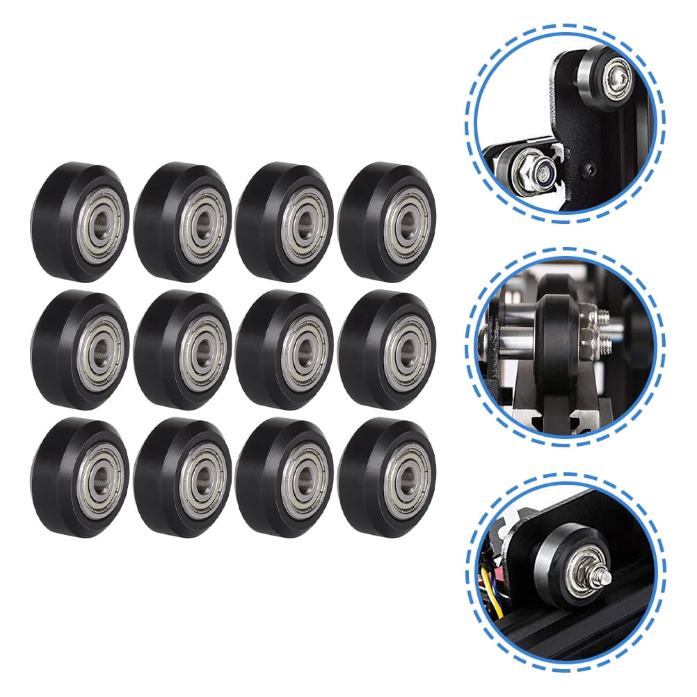 Worgeous 12Pcs Printer Pom Pulleys Black Rubber Bearing Fixed Pulley ...