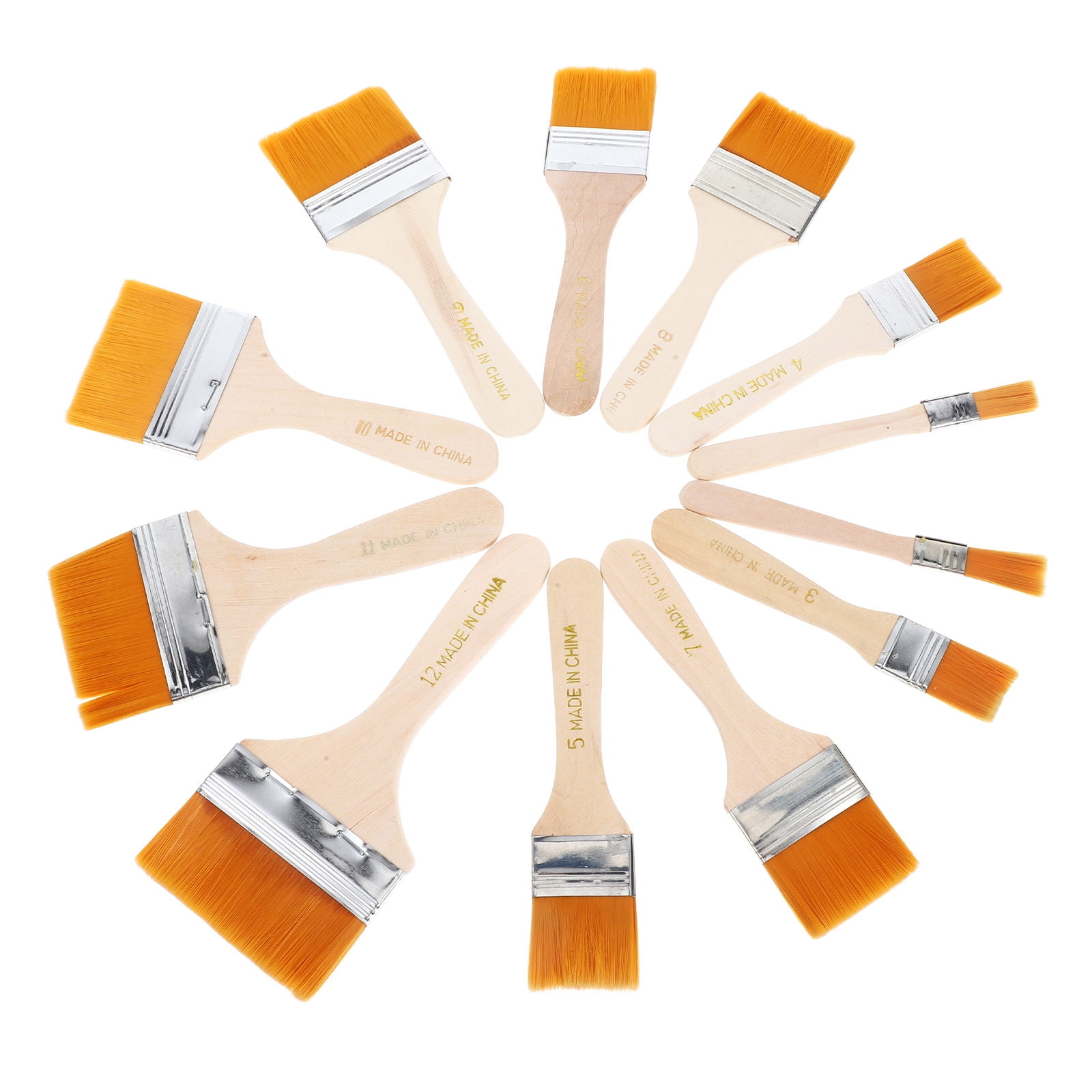 Worgeous 12Pcs Set of Toddler Paint Brushes for Flat Shape Nylon ...