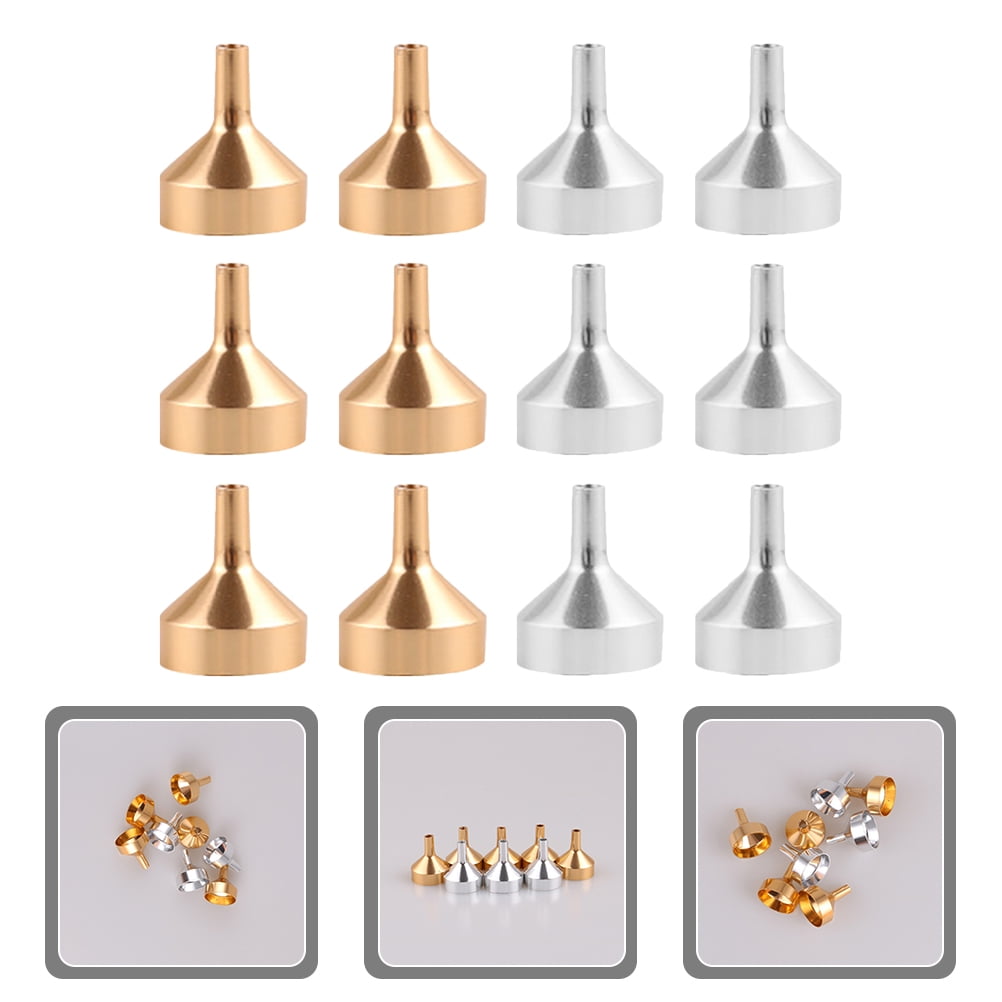 Worgeous 12Pcs Tiny Funnels for Tiny Bottles Silver Metal Refill Tool ...